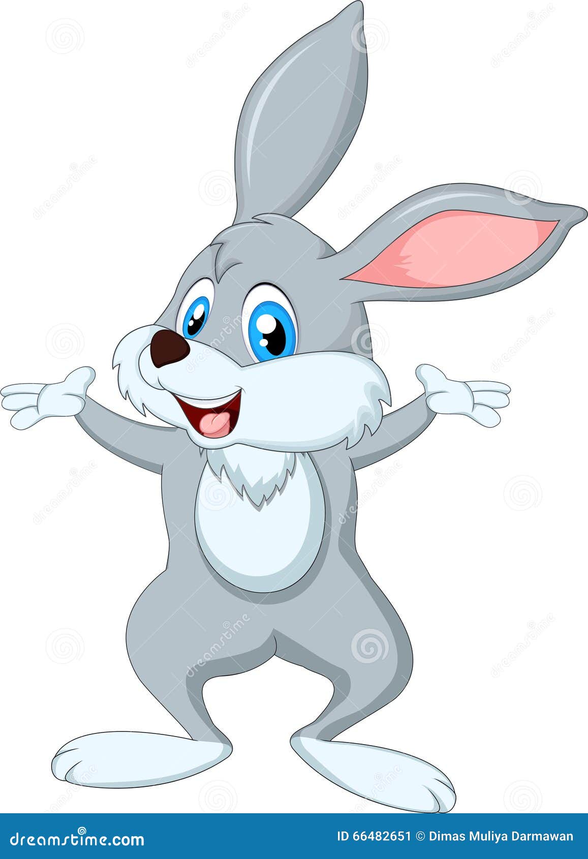 Funny Cartoon Rabbit Standing Stock Illustration - Illustration of ...