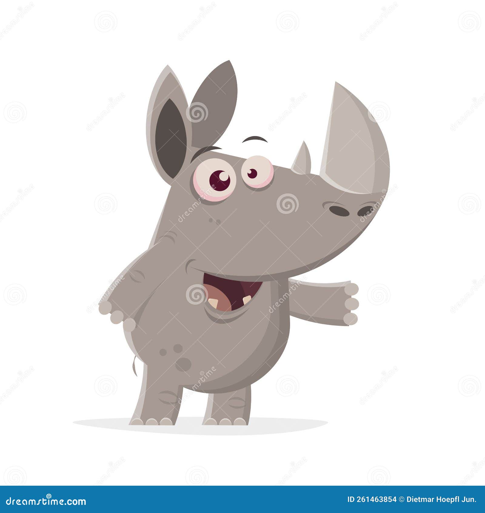 Funny Illustration of a Happy Cartoon Rhino Stock Illustration ...