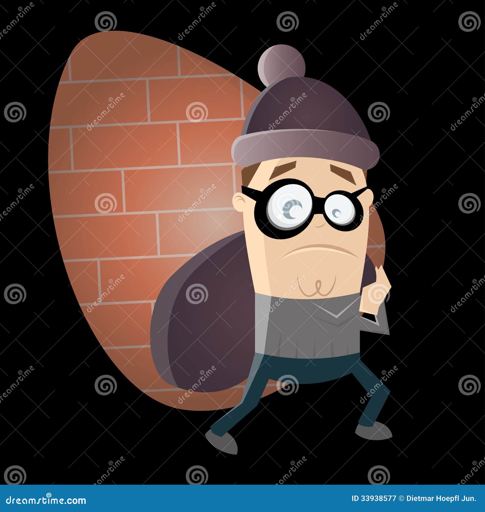 Cartoon Robber Running Away With Dollar Pack Stock Illustration ...