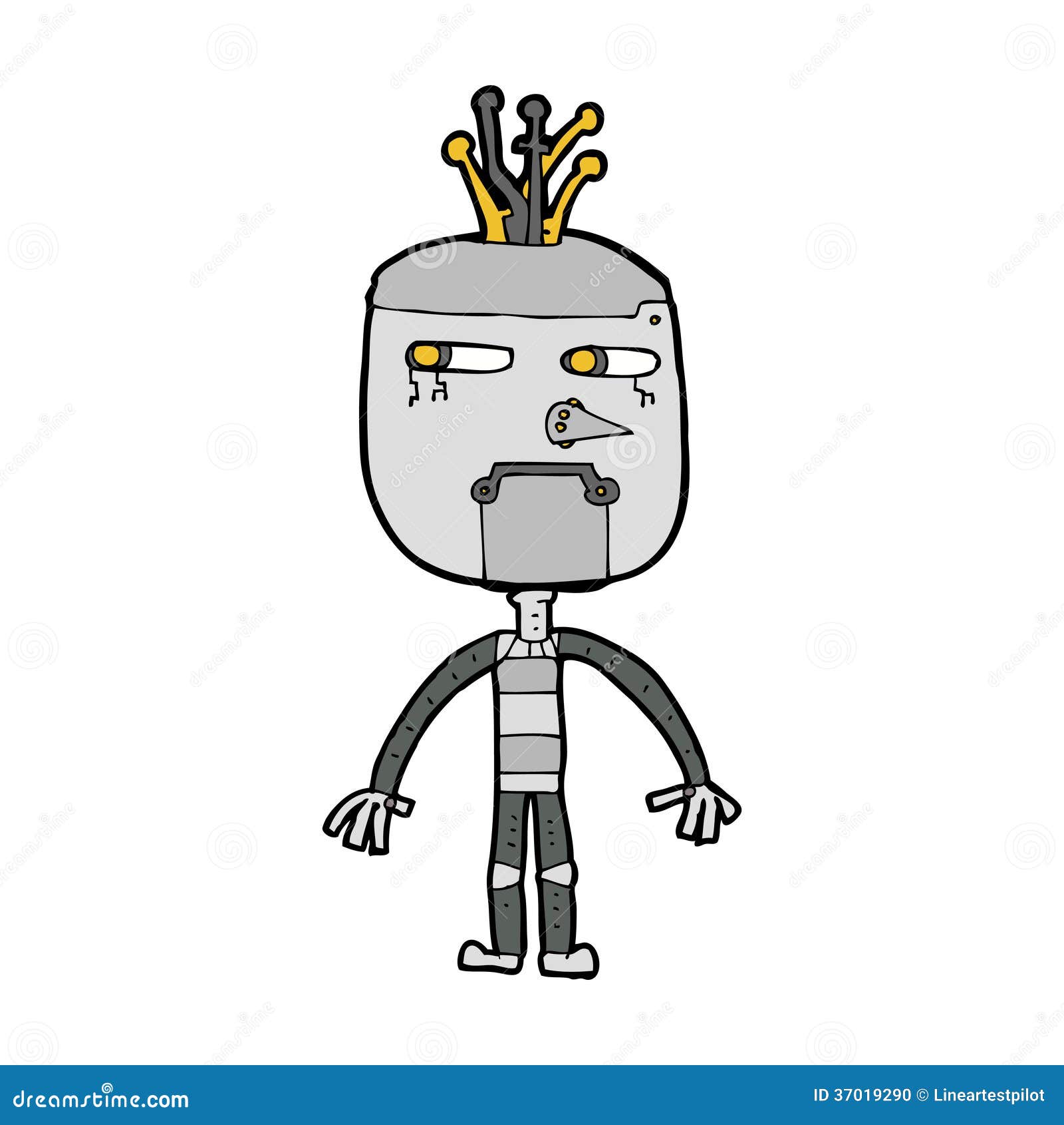Funny cartoon robot stock vector. Illustration of drawn - 37019290
