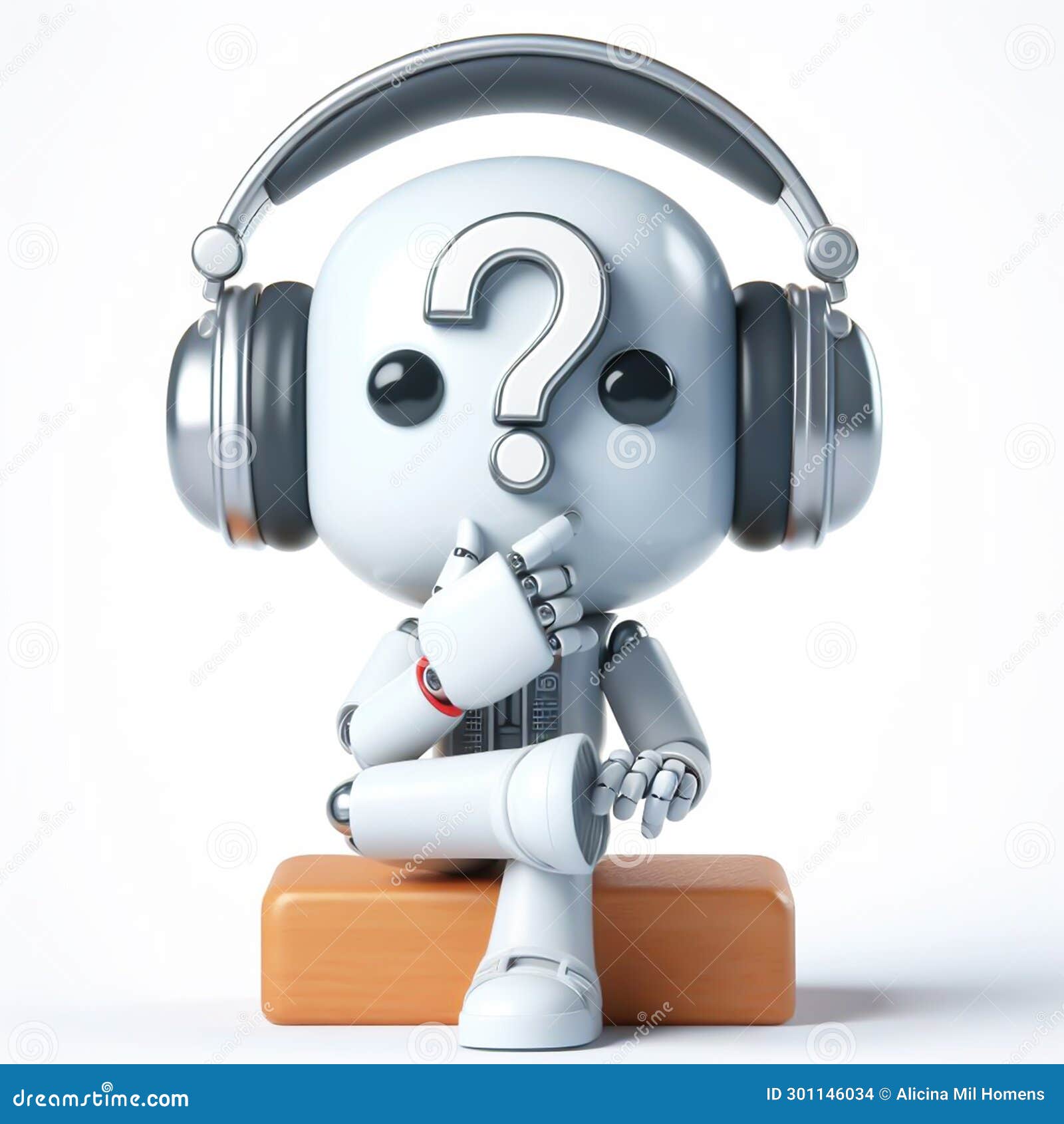 Funny Cartoon of a Robot Thinking. Digital and Technology Time Stock ...