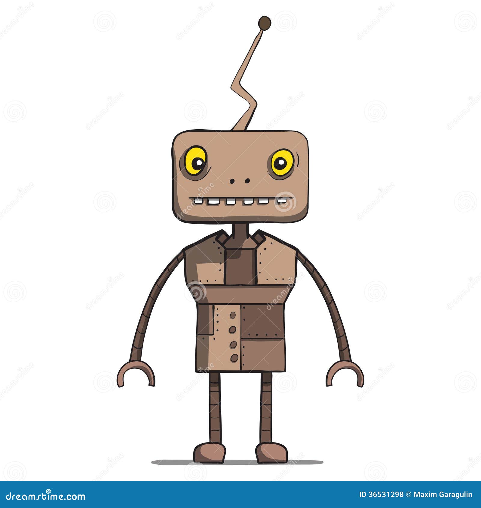 Funny Cartoon Robot. Vector Illustration Stock Vector - Illustration of ...