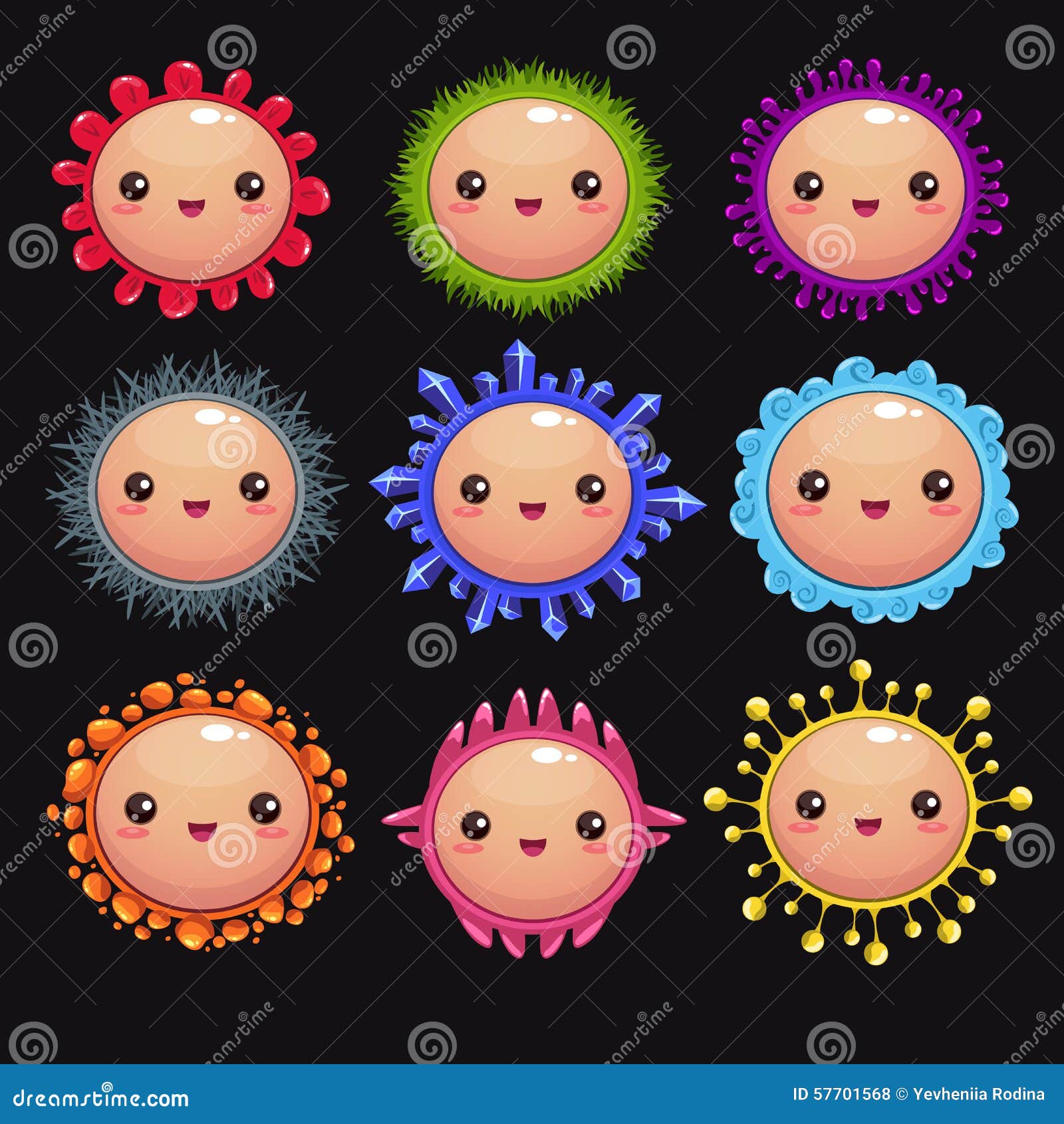 Funny Cartoon Round Characters Stock Illustration - Illustration of ...