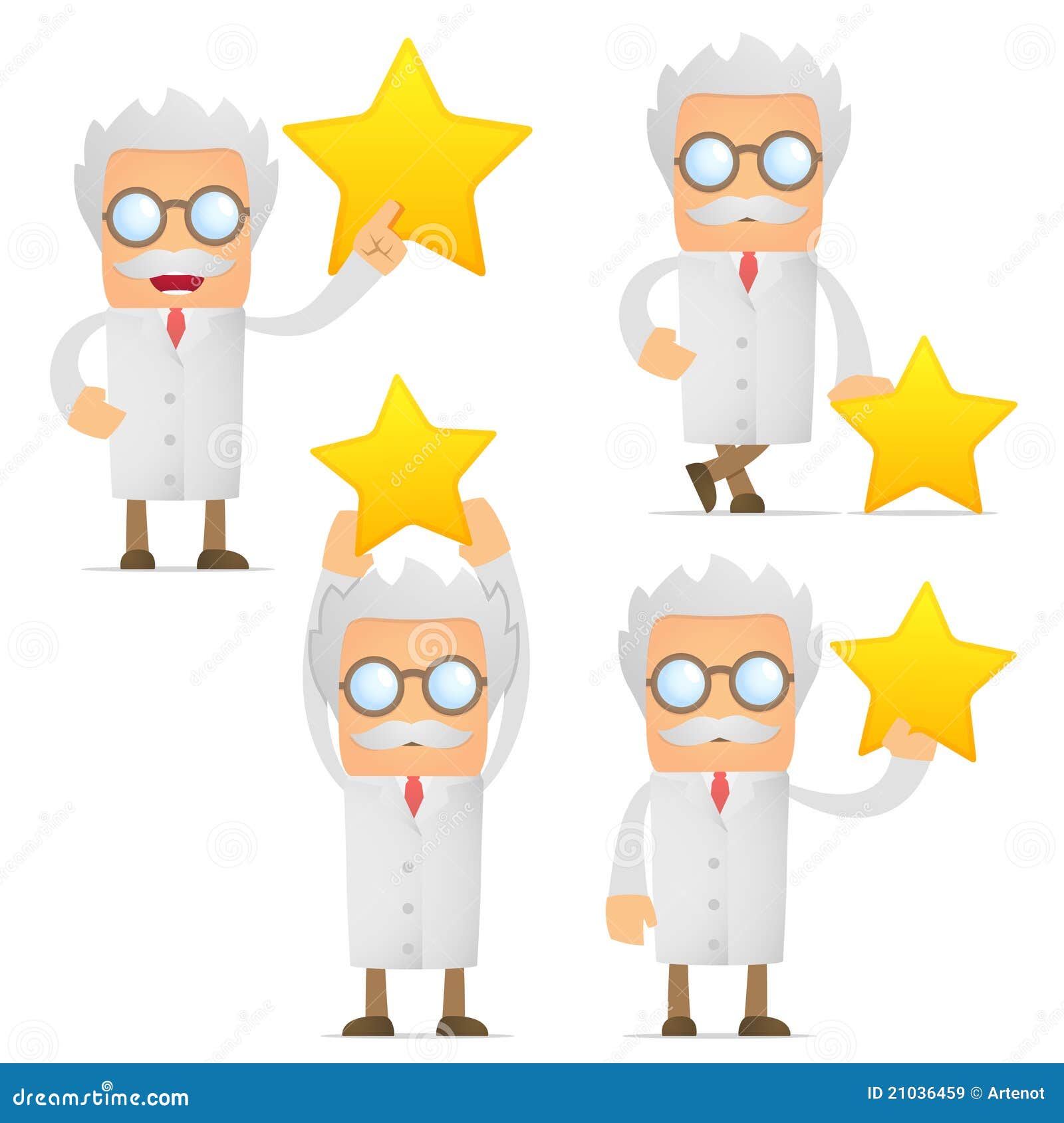 Funny Cartoon Scientist Holding a Favorite Star Stock Vector ...