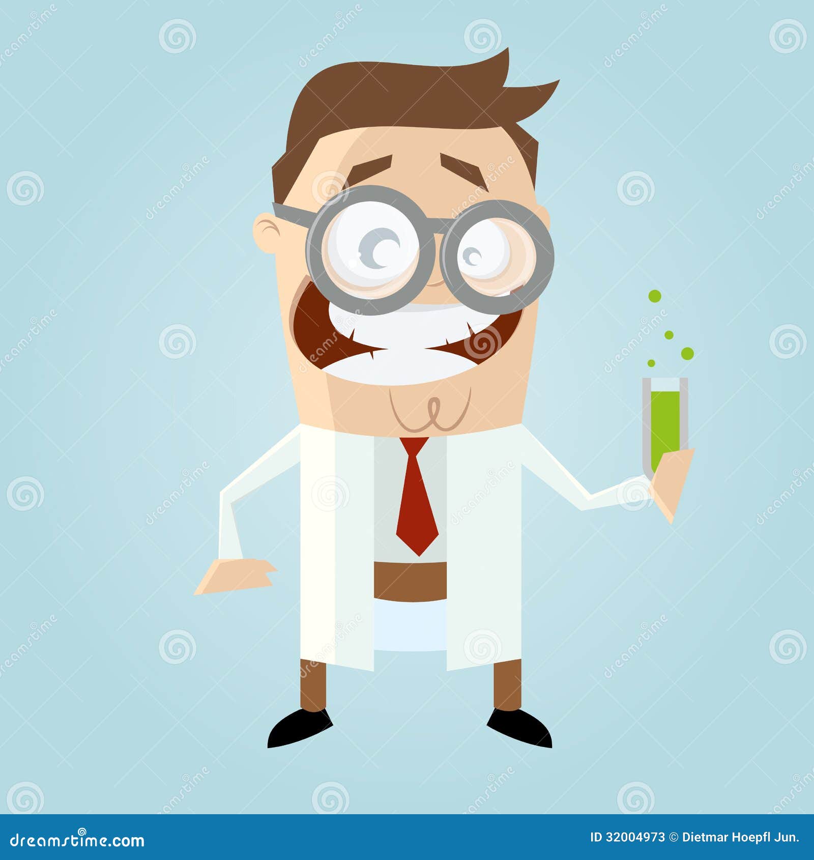 Funny cartoon scientist stock illustration. Illustration of experiment ...