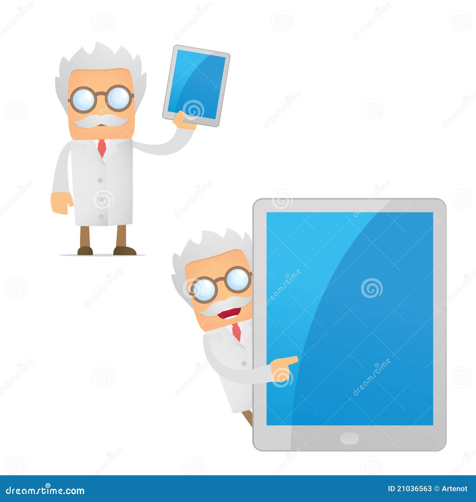 Funny Cartoon Scientist with a Laptop Stock Vector - Illustration of ...