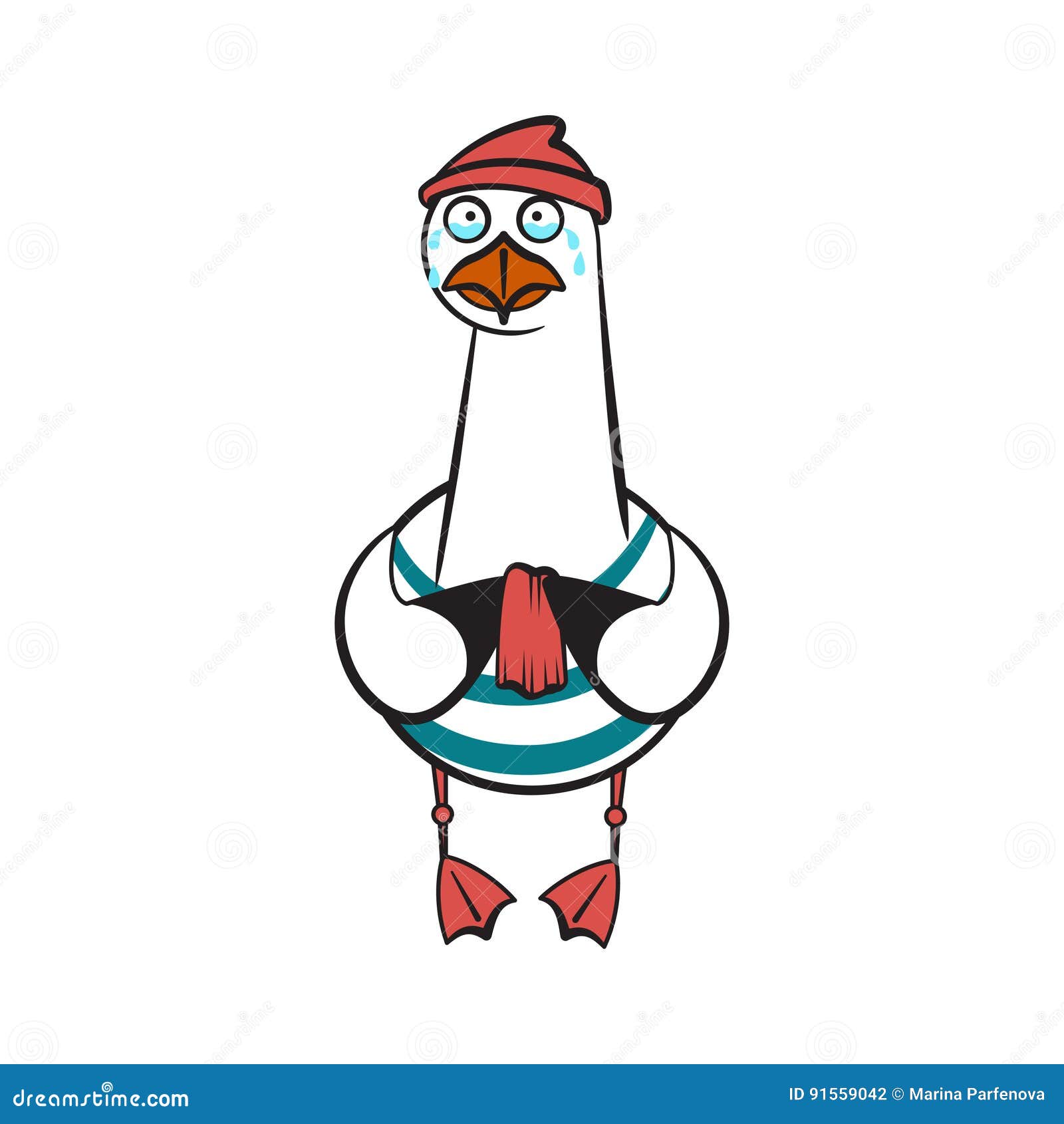 Crying Sad Sailor Face Doodle Funky Playful Illustration Cartoon Vector ...