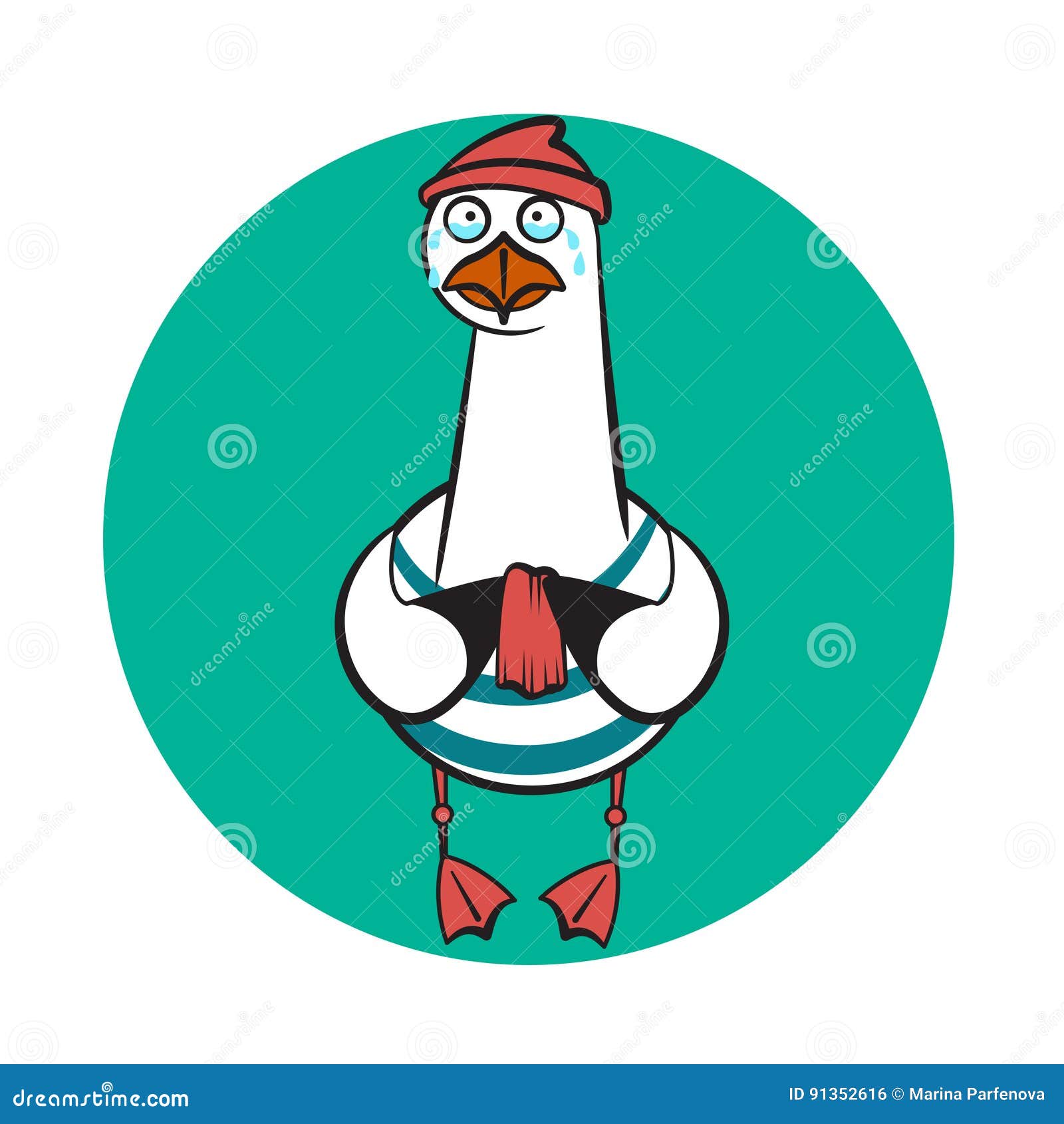 Crying Sad Sailor Face Doodle Funky Playful Illustration Cartoon Vector ...