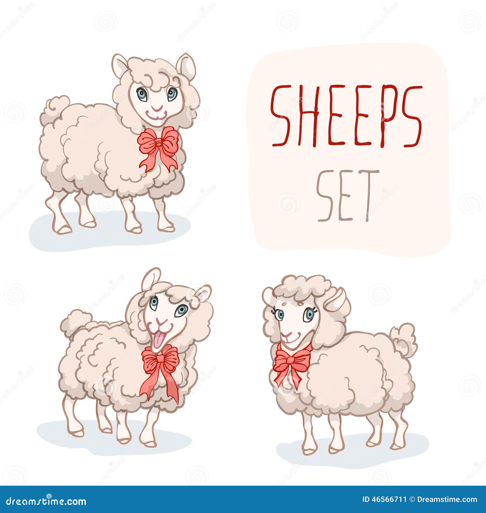 Funny Cartoon Sheep Character Set Stock Vector - Illustration of ...