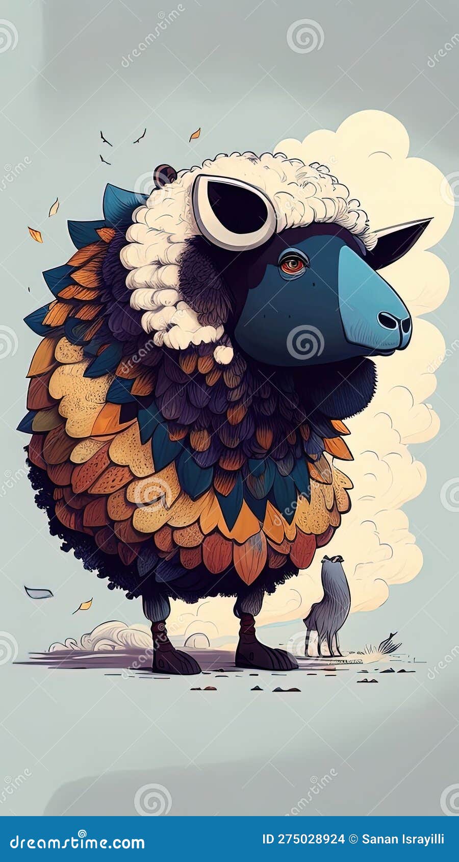 Funny Cartoon Sheep with Sad Eyes. Vector Illustration Stock ...