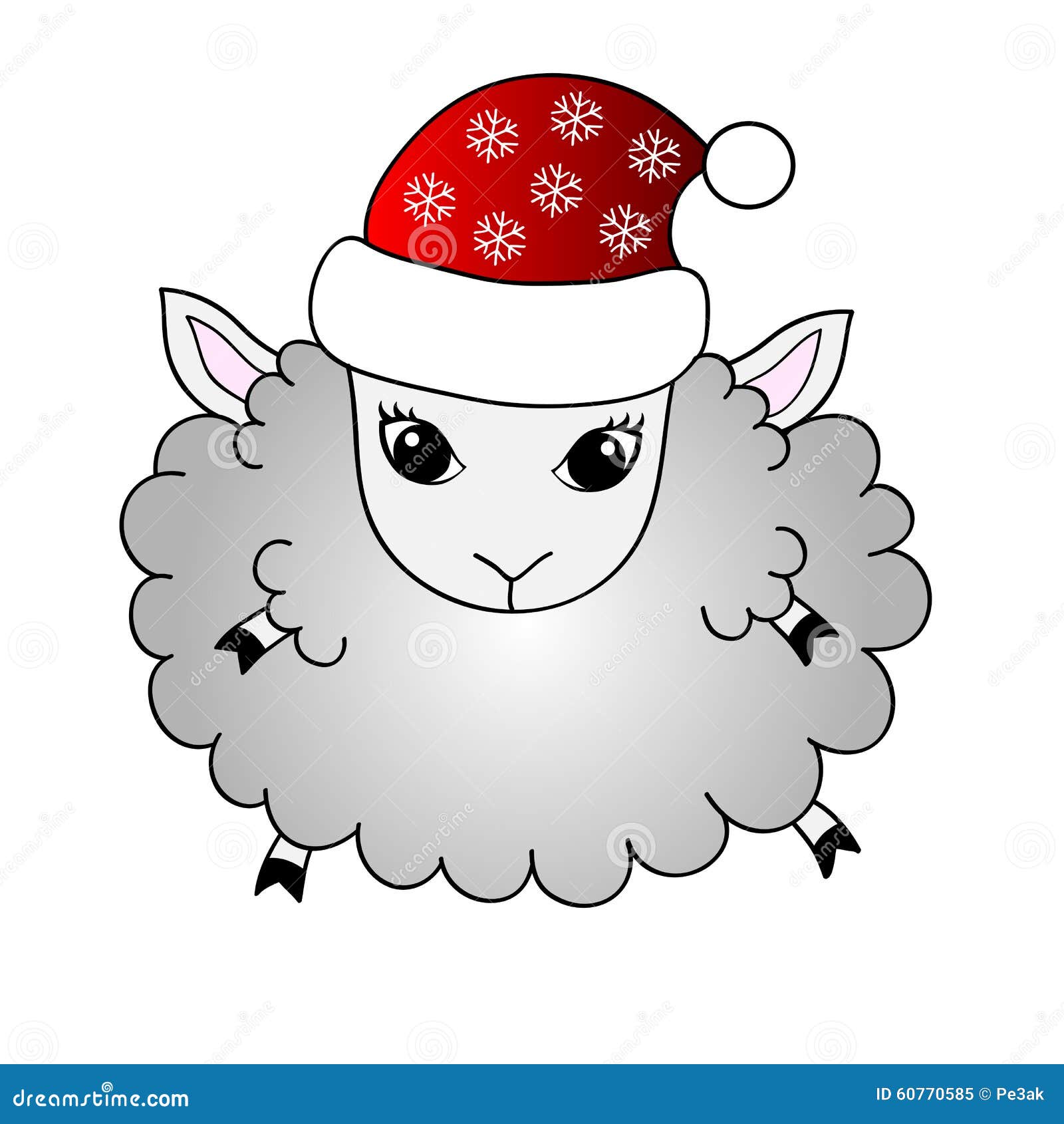 Funny Cartoon Sheep in Santa Hat Stock Illustration - Illustration of ...