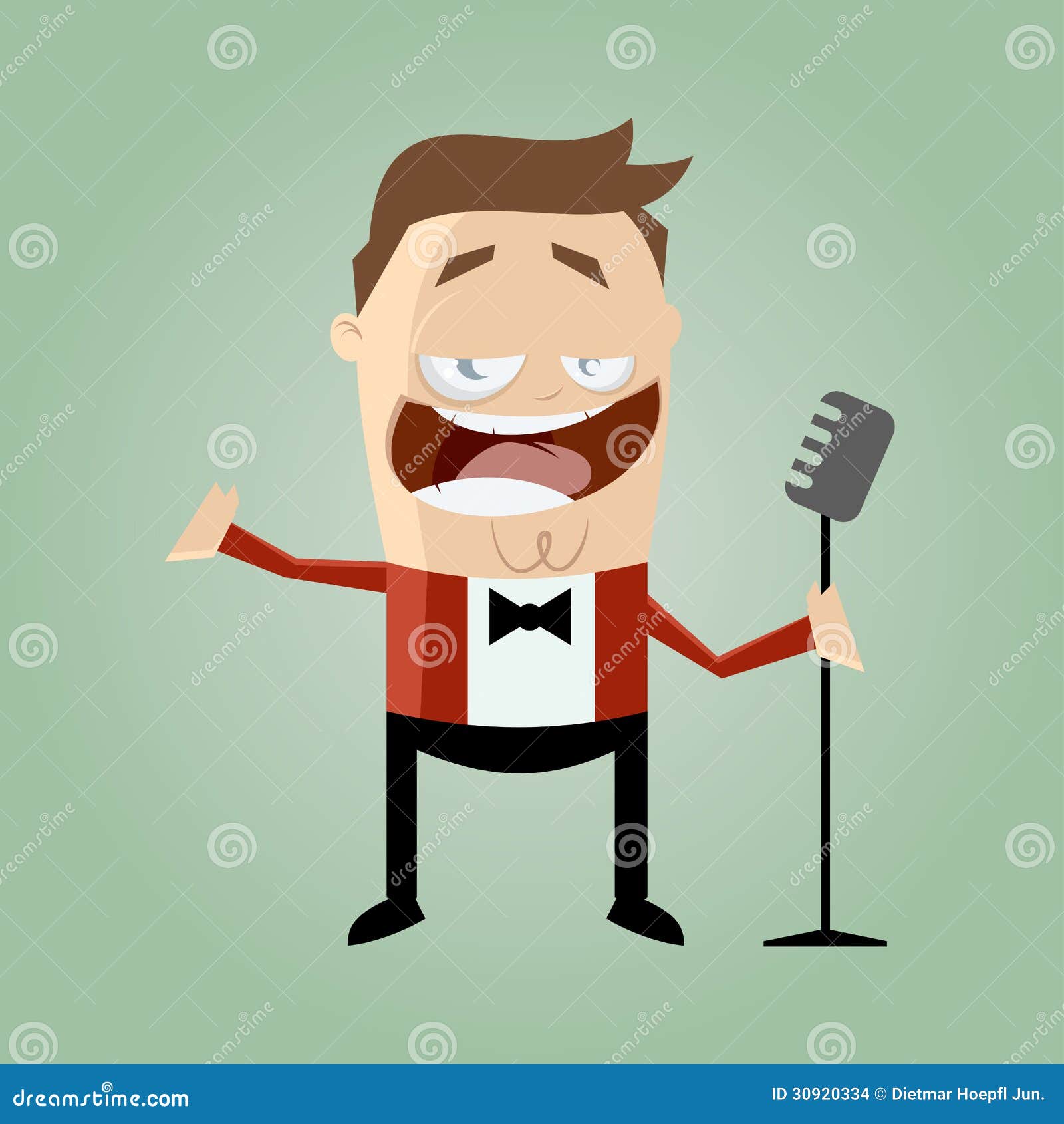 Funny cartoon singer stock vector. Illustration of green - 30920334