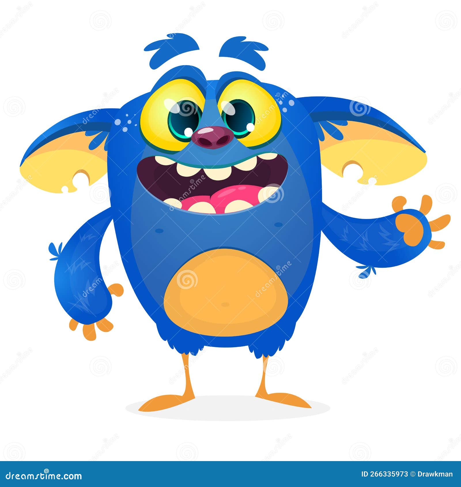 Smiling Monster Head Silhouette. Thtee Eyes, Teeth, Tongue, Hands ... Smiling Monster Head Silhouette. Thtee Eyes, Teeth, Tongue, Hands ...