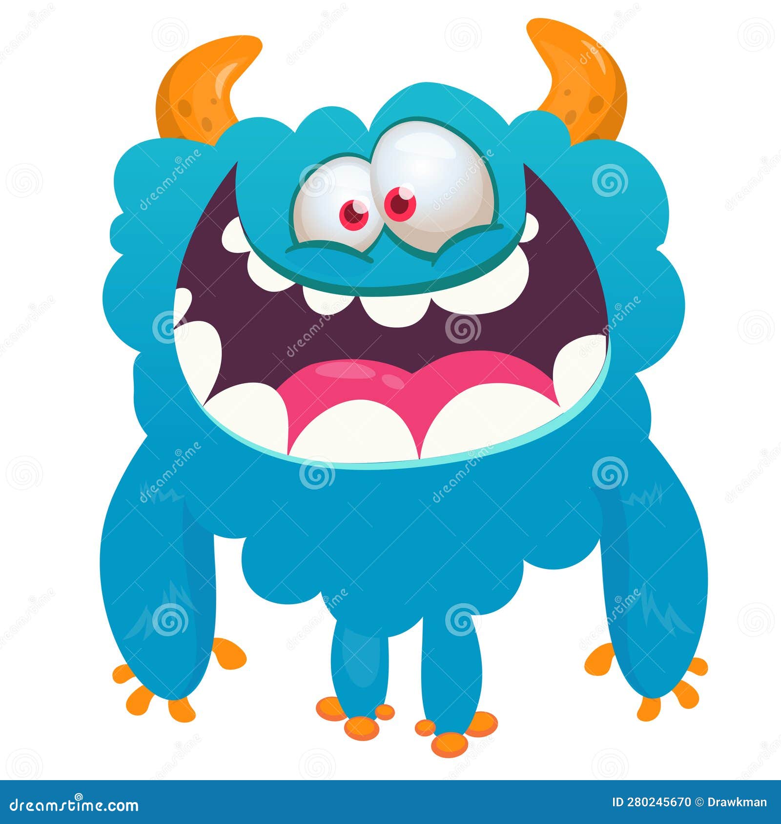 Funny Cartoon Smiling Monster Illustrstion Stock Vector - Illustration ...