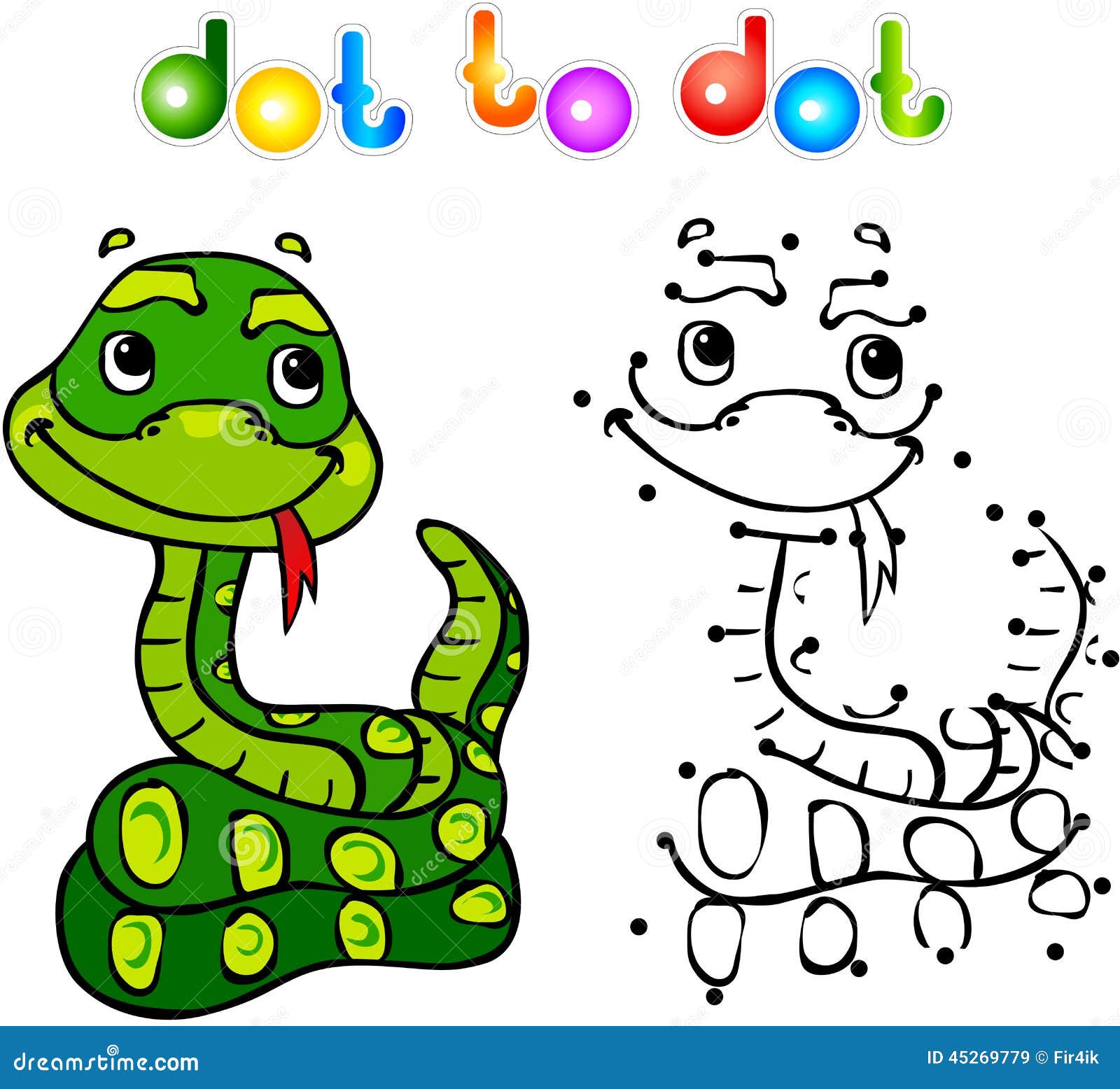 Funny Cartoon Snake Dot To Dot | CartoonDealer.com #45269779