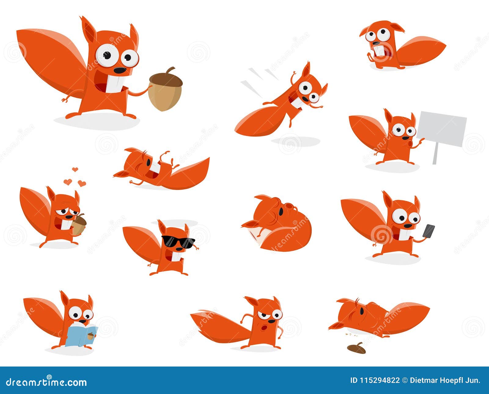 Funny Cartoon Squirrel Collection Stock Vector - Illustration of ...