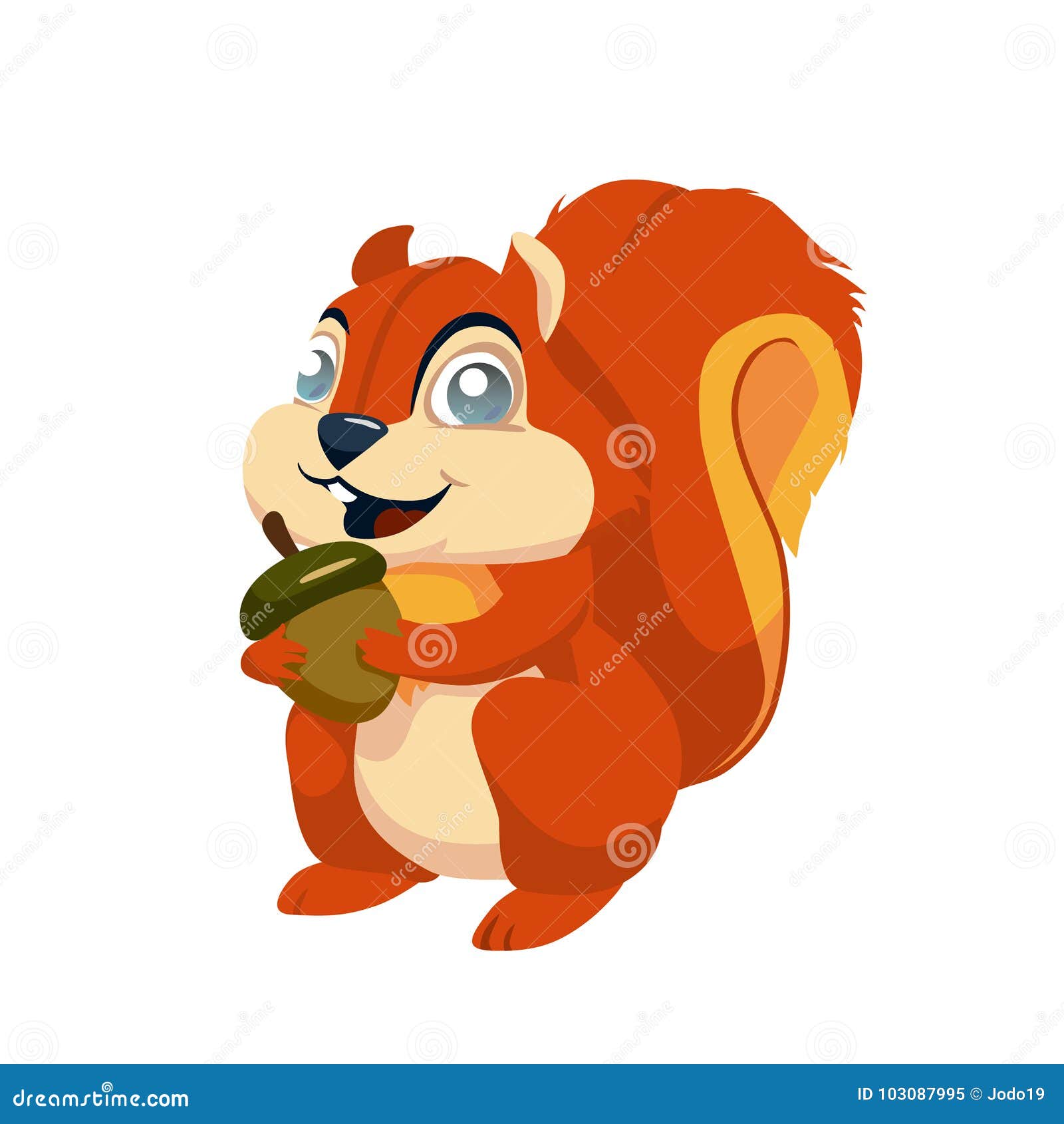 Funny cartoon squirrel stock vector. Illustration of cute - 103087995