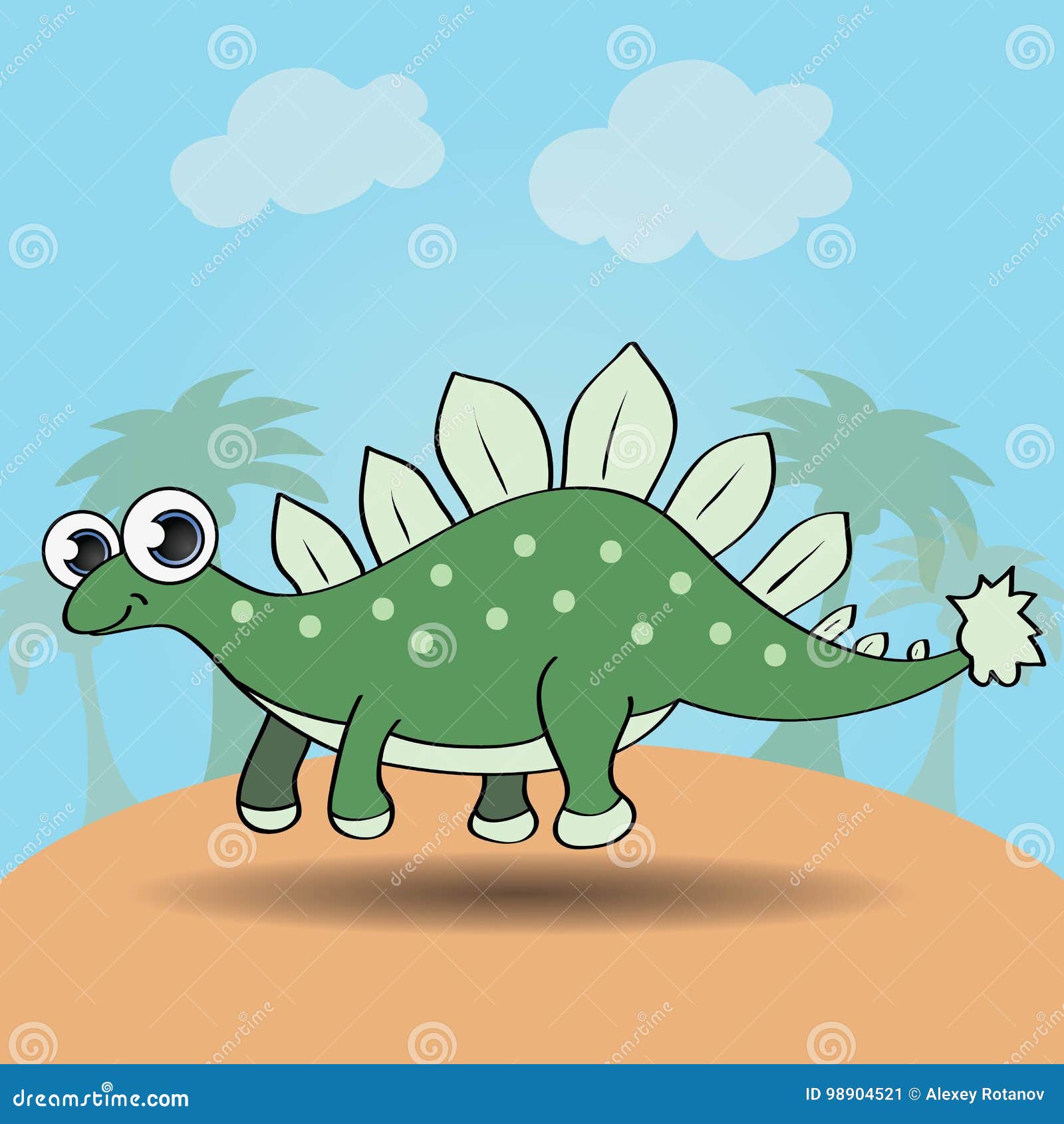 Funny Cartoon Style Dinosaur Stock Vector - Illustration of fantasy ...