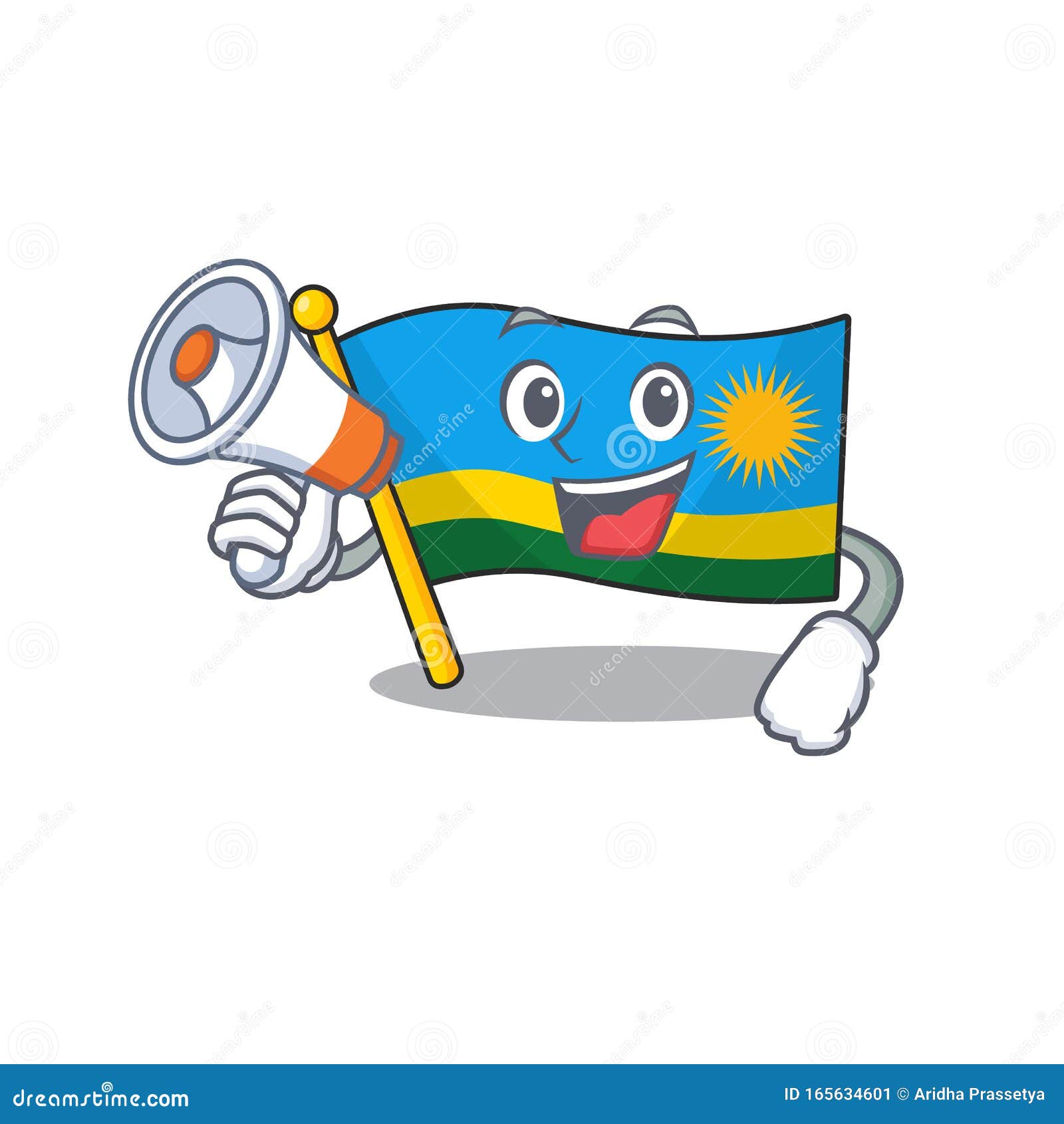 Funny Cartoon Style of Flag Rwanda with Megaphone Stock Vector ...