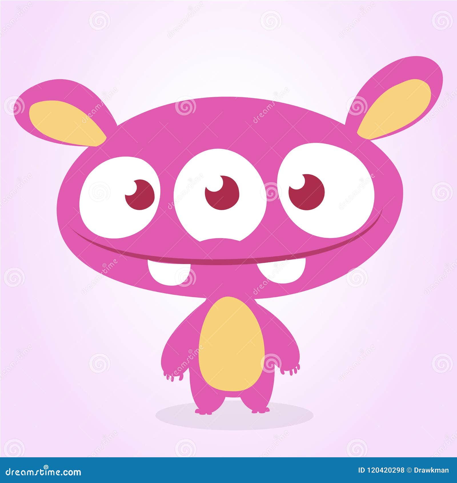 Funny Cartoon Three Eyed Alien. Vector Illustration. Stock Vector ...