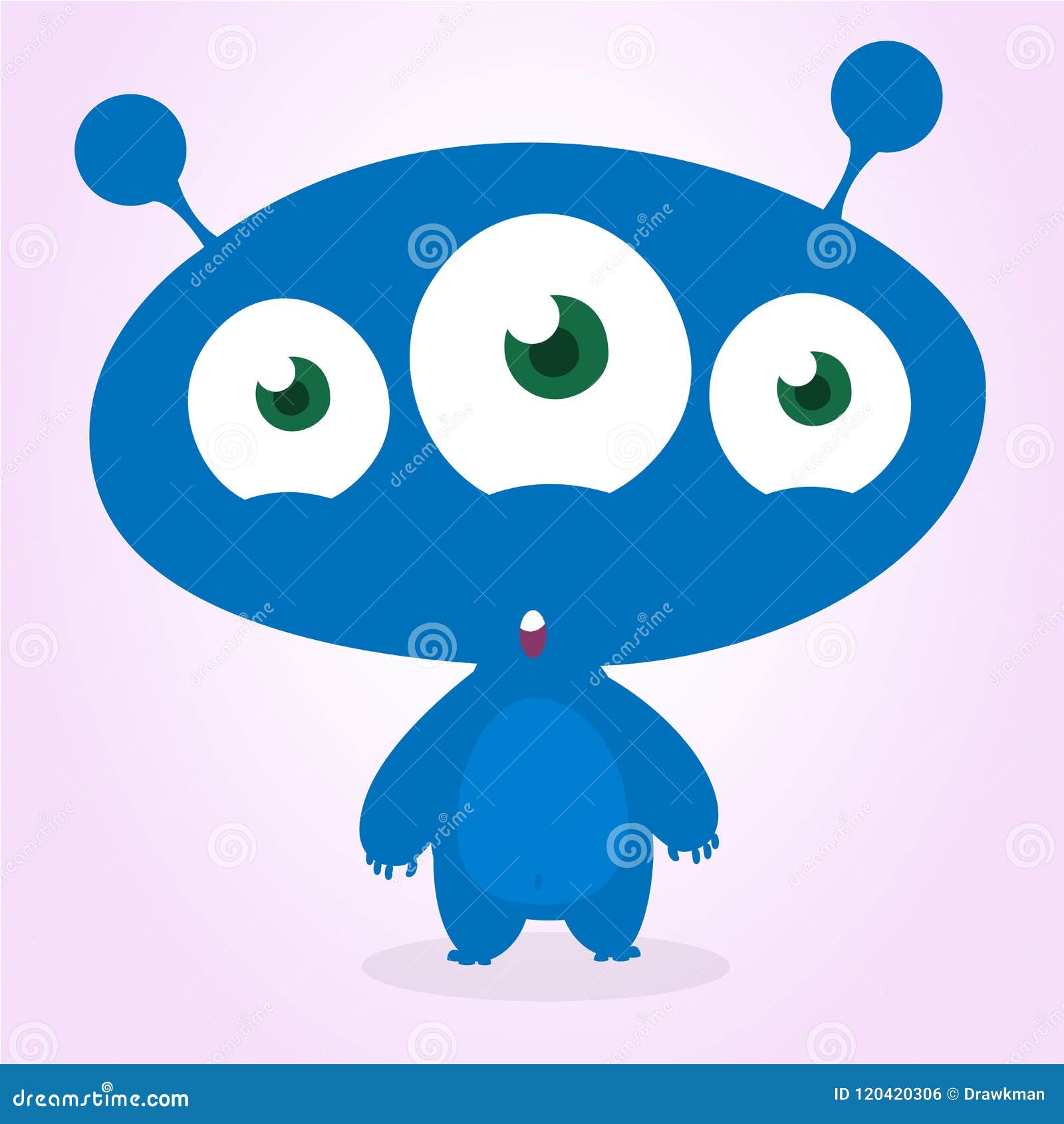 Funny Cartoon Three Eyed Alien. Vector Illustration. Stock Vector ...