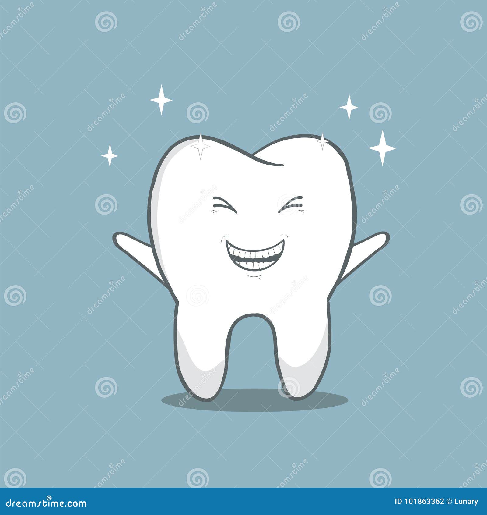 Funny cartoon tooth stock vector. Illustration of mouth - 101863362