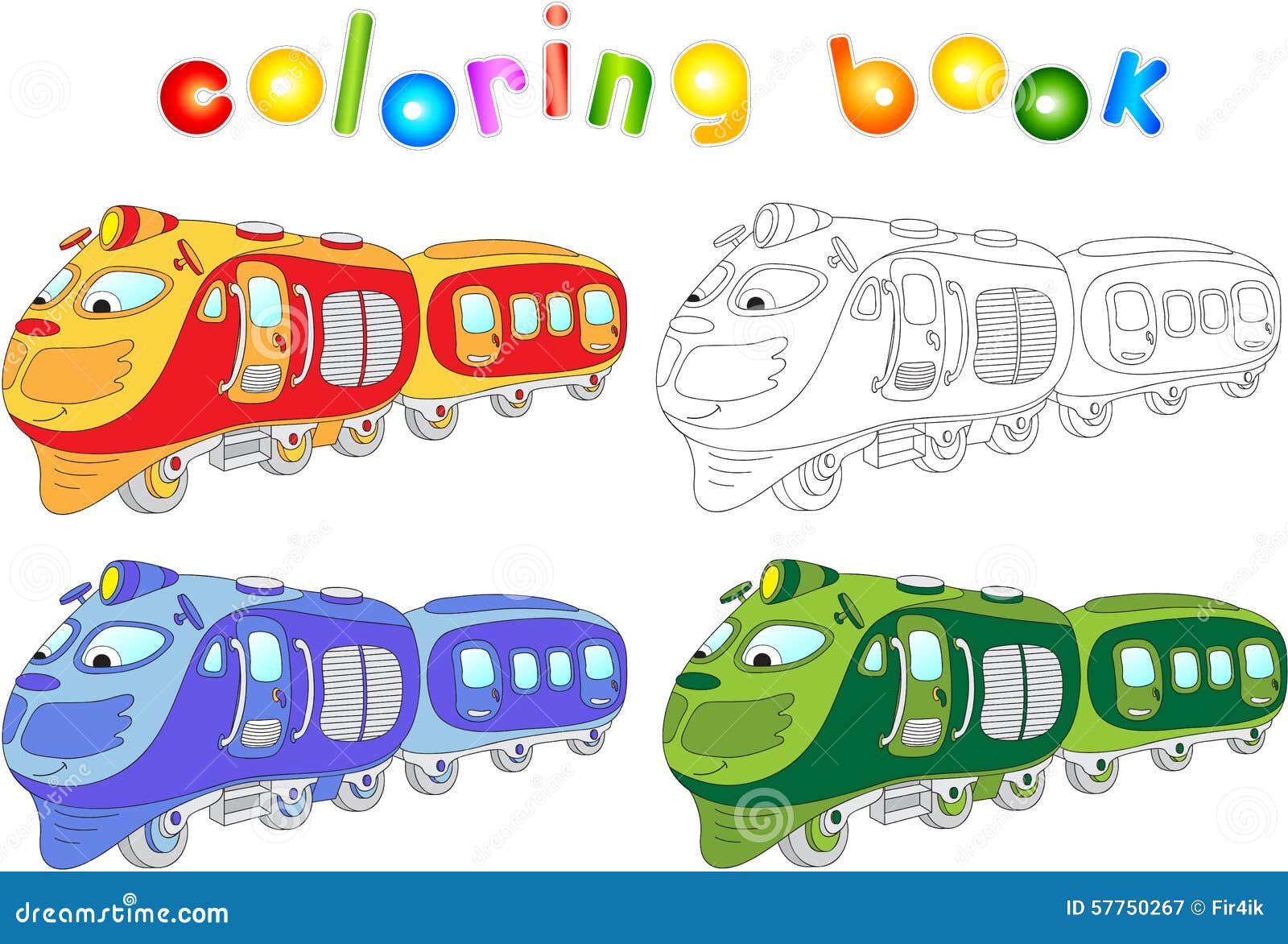 Funny Cartoon Train. Coloring Book for Children Stock Vector ...