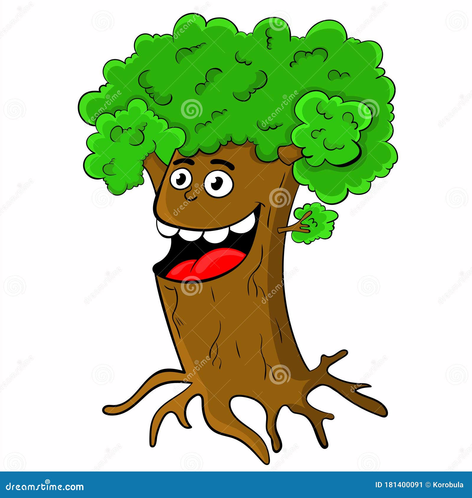Funny Cartoon Tree Design Nature. Vector Illustration Stock Vector ...
