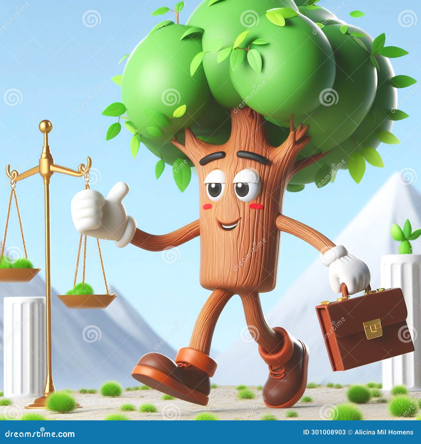 Funny Cartoon of a Tree. Preservation of the Planet. Tree World Day ...