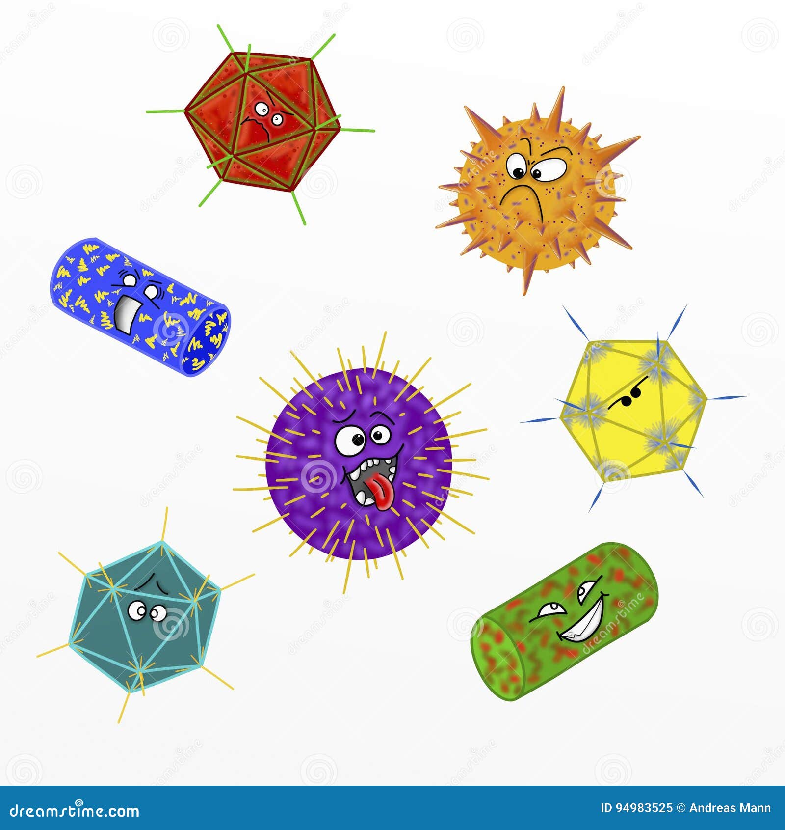 Funny Cartoon Virus Illustration Stock Illustration - Illustration of ...
