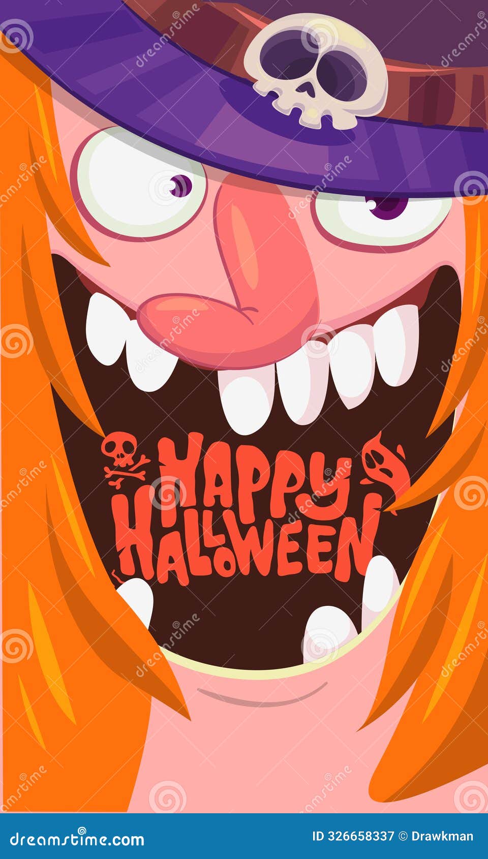 Funny Cartoon Witch Face Avatar. Halloween Vector Stock Illustration ...