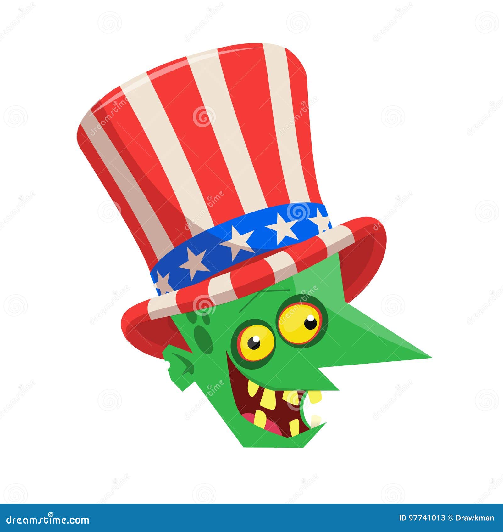 Funny Cartoon Zombie Wearing Uncle Sam Hat. Halloween Vector ...