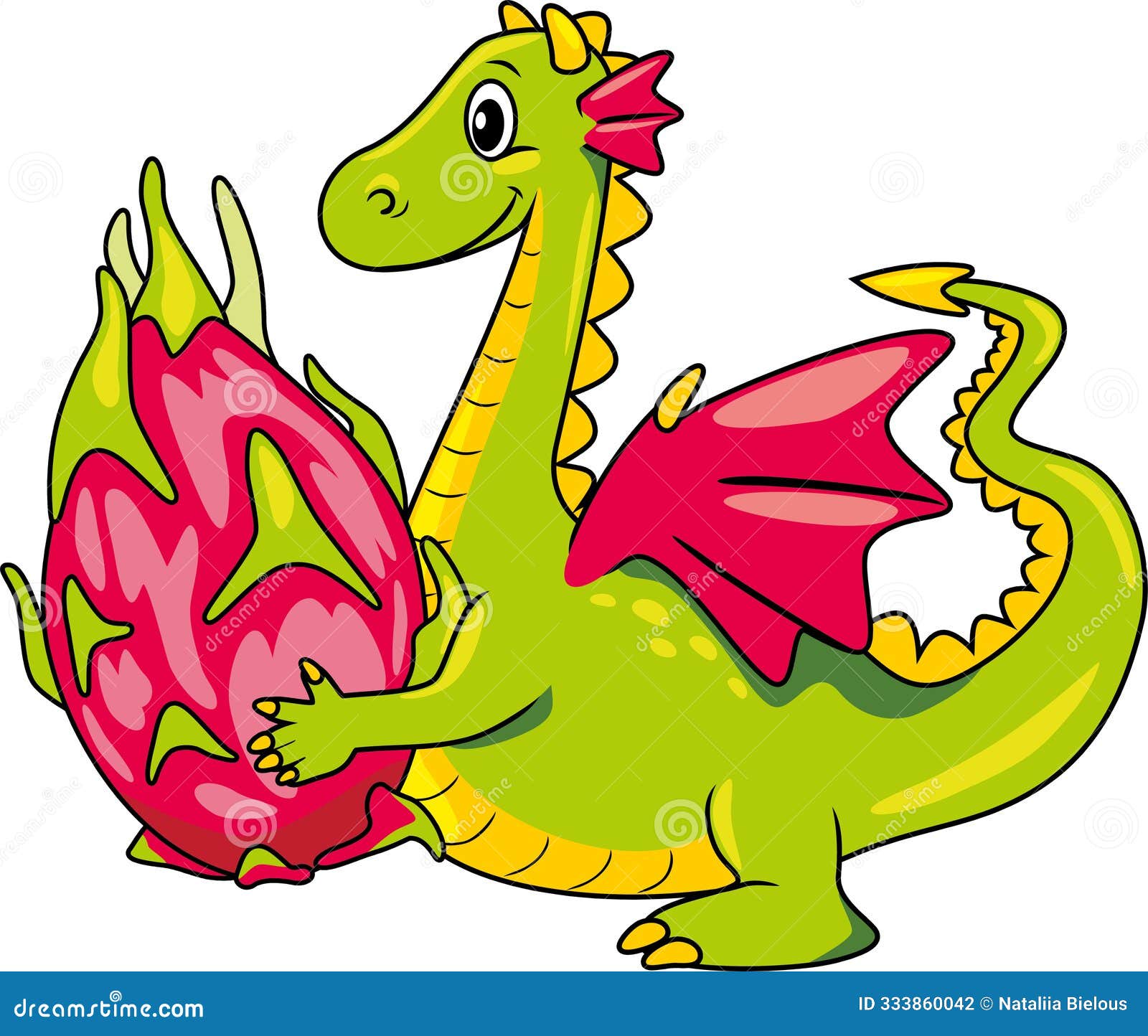 Funny Cartoonish Dragon with a Pitaya Fruit Stock Illustration ...