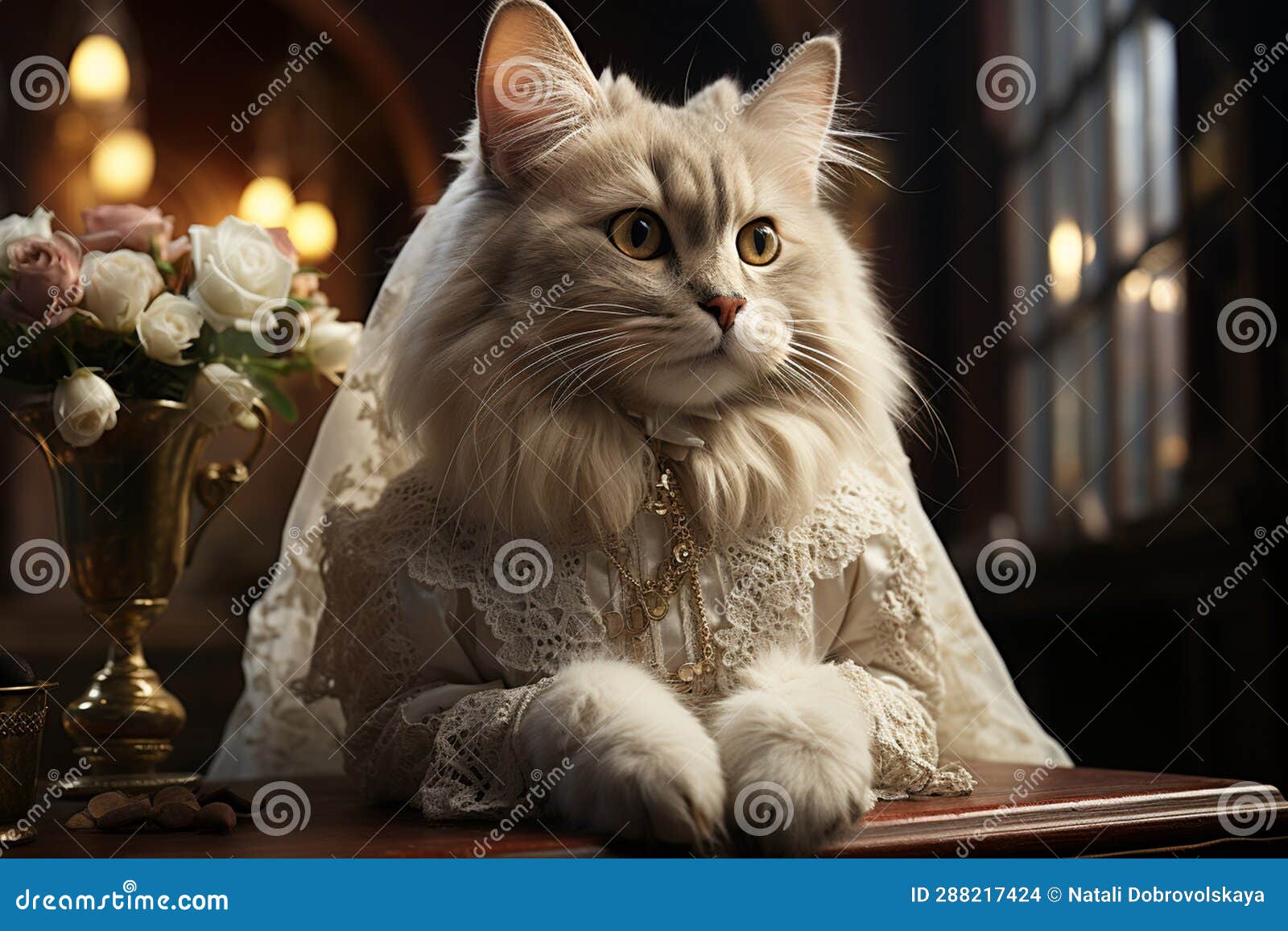 Funny Cat Bride in White Veil and Dress Stock Photo - Image of bouquet ...