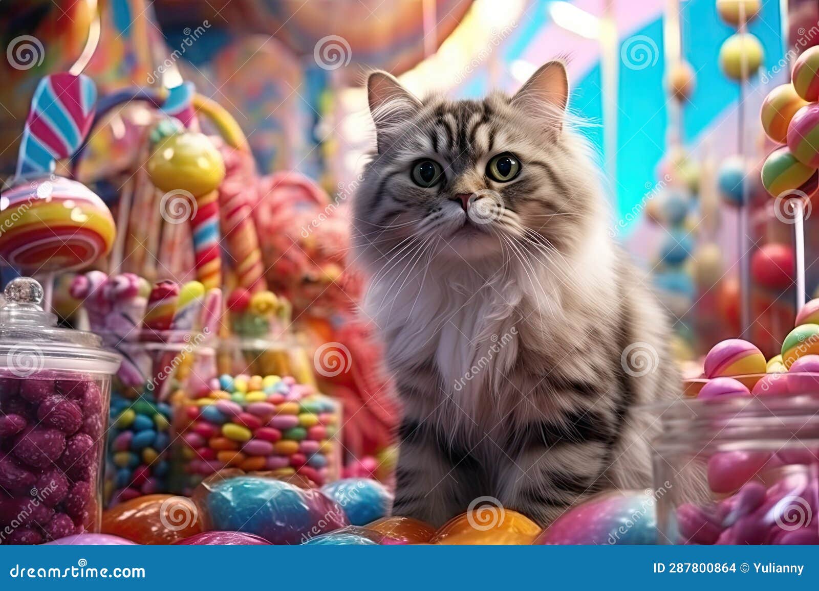 Cat in Candy Shop with Different Sweets. Generative Ai Stock Photo ...