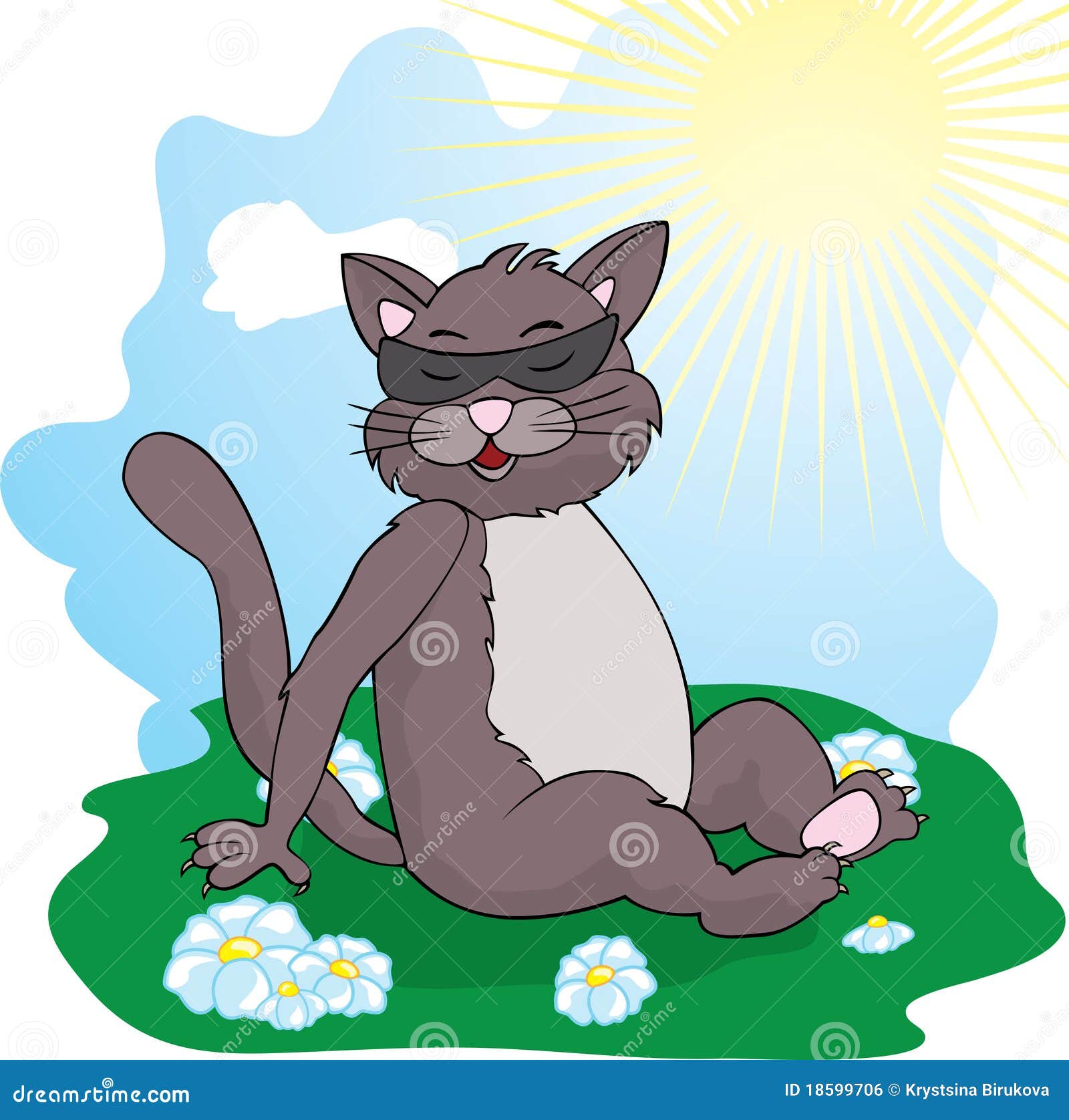 Funny Cat Cat Basks in the Sun Stock Vector - Illustration of fluffy ...