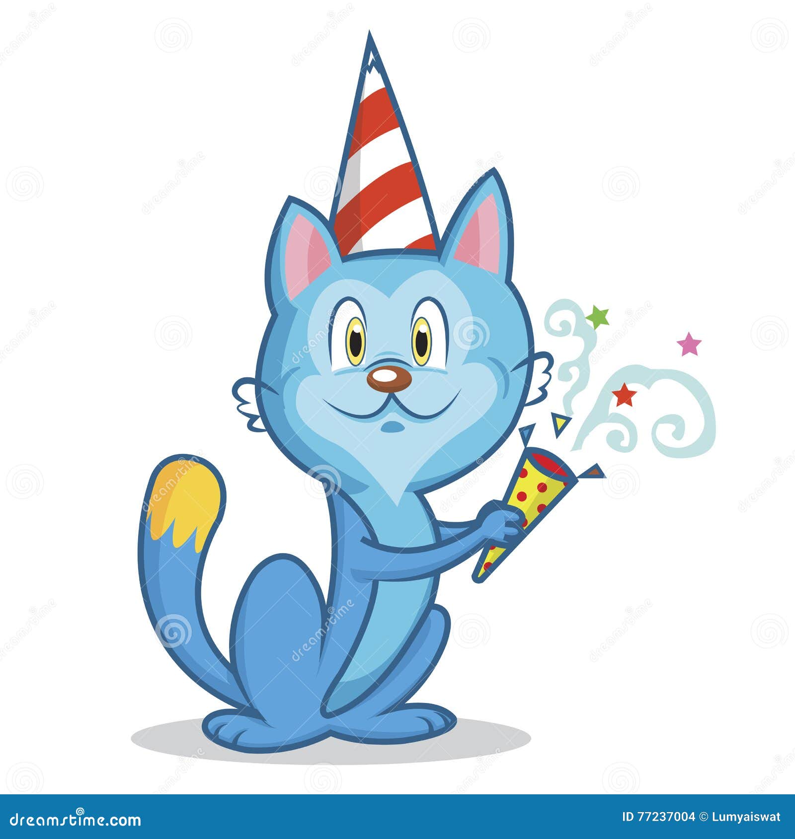 Funny Cat Celebrates Birthday Vector Stock Vector - Illustration of ...