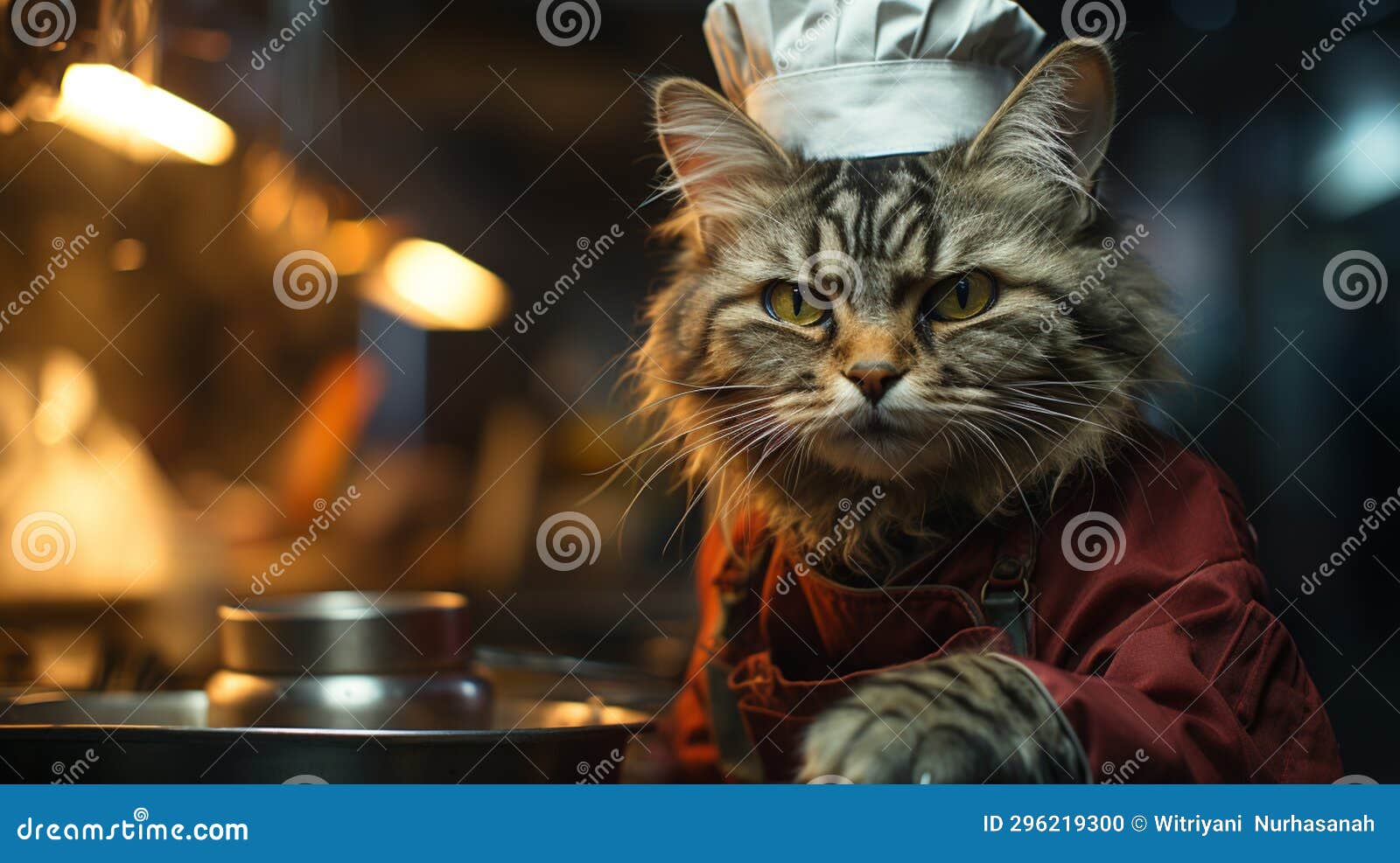 Funny Cat with Chef Uniforms. Generative AI Stock Illustration ...