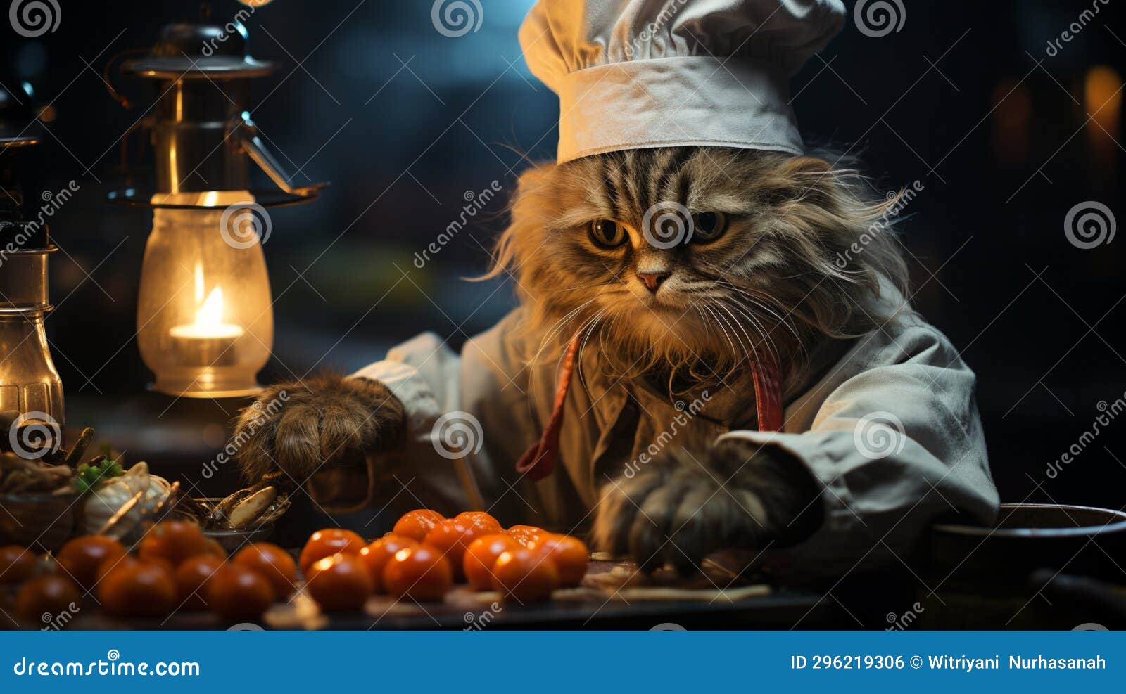 Funny Cat with Chef Uniforms. Generative AI Stock Illustration ...
