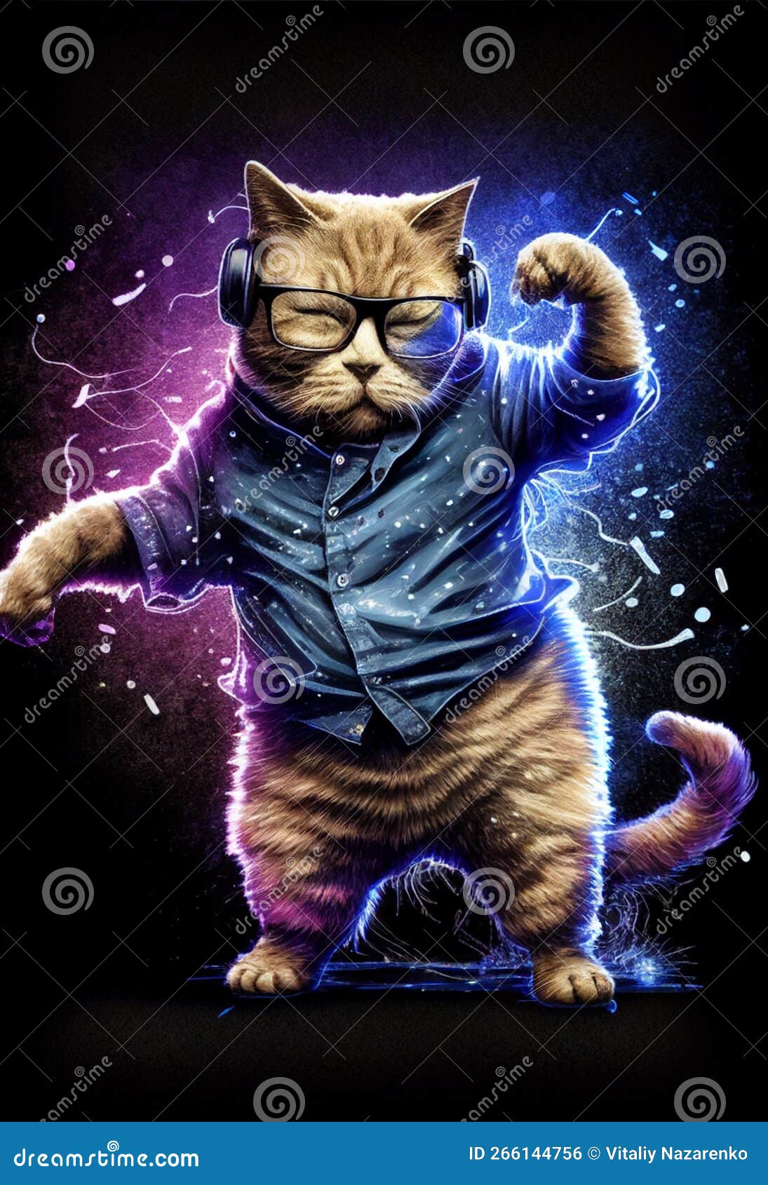 Funny Cat Dancing at the Disco in the Club. AI Generated Stock ...