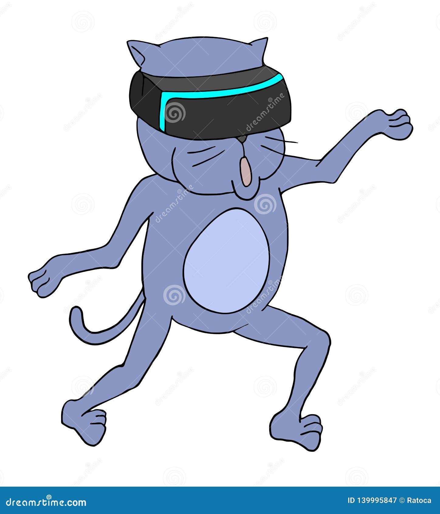 Funny Cat Dancing with Virtual Reality Glasses Stock Vector ...