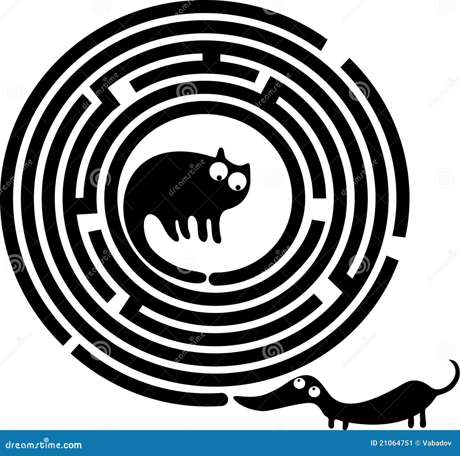 Funny cat and dog maze stock illustration. Illustration of metaphor ...