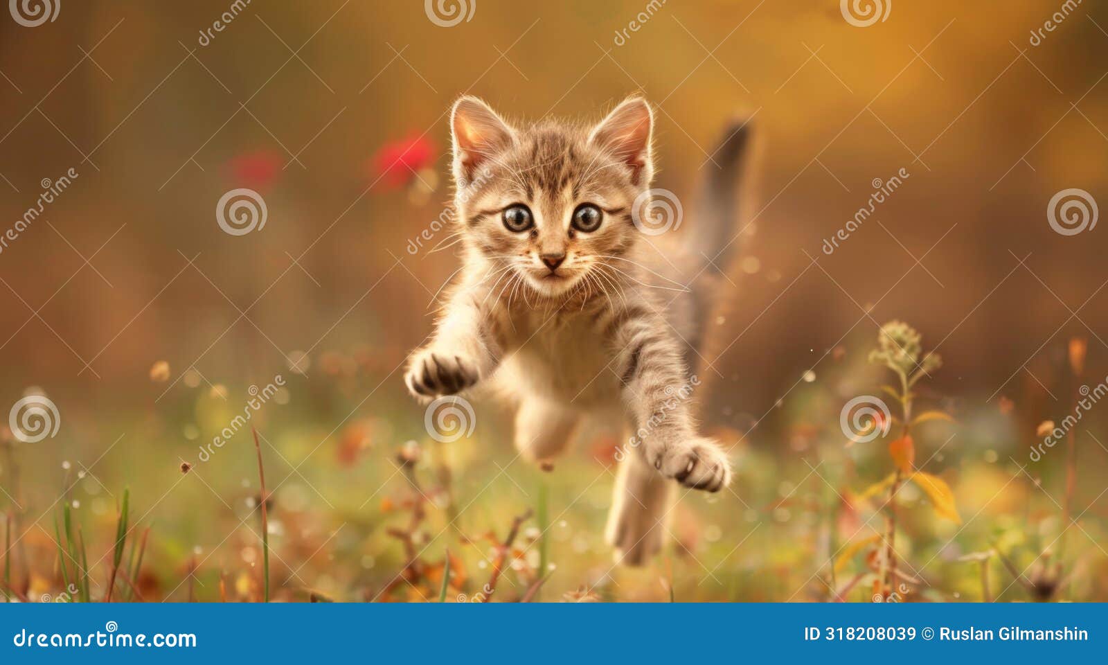 Funny Cat Flying in the Air in Autumn Stock Image - Image of play, jump ...