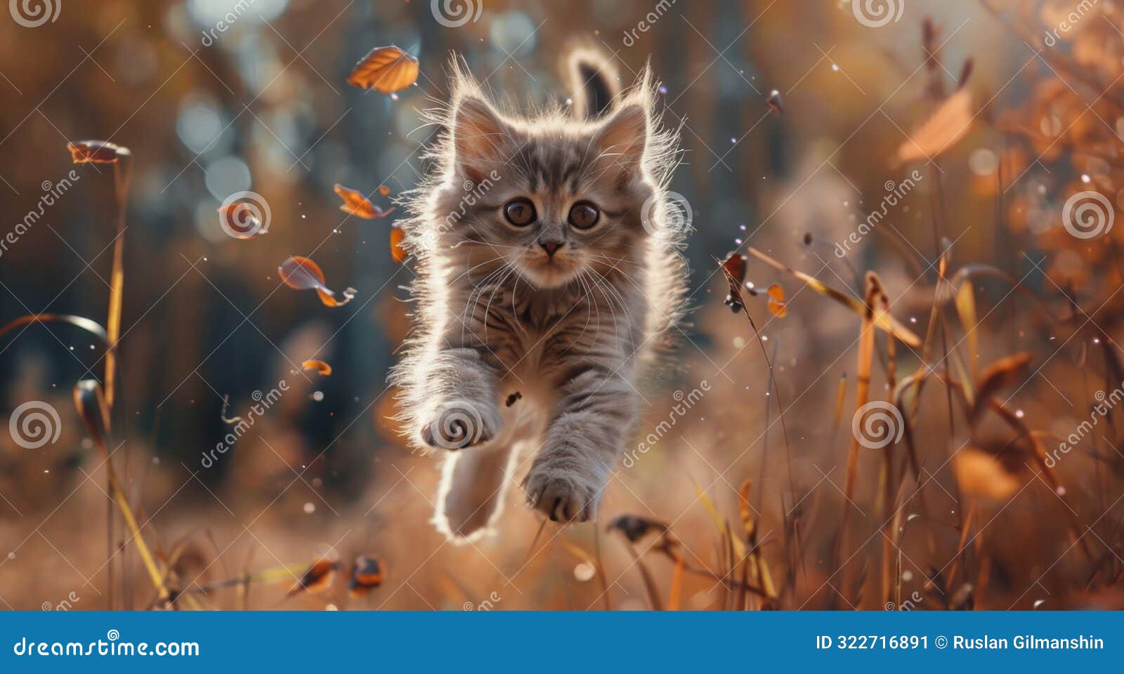 Funny Cat Flying in the Air in Autumn Stock Image - Image of young ...
