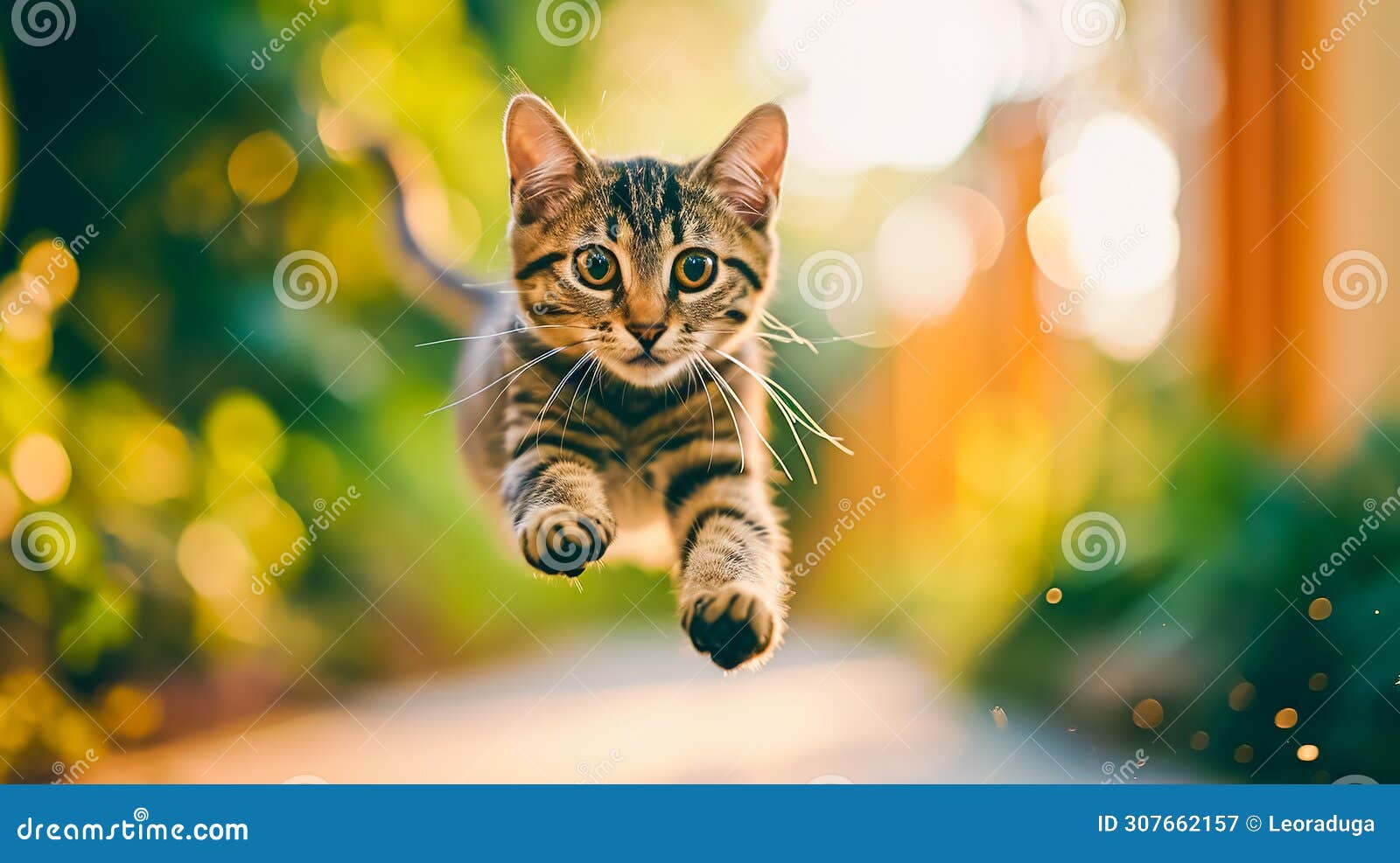 Funny Cat Flying. Cat Jumping Mid-air Looking at Camera Stock ...