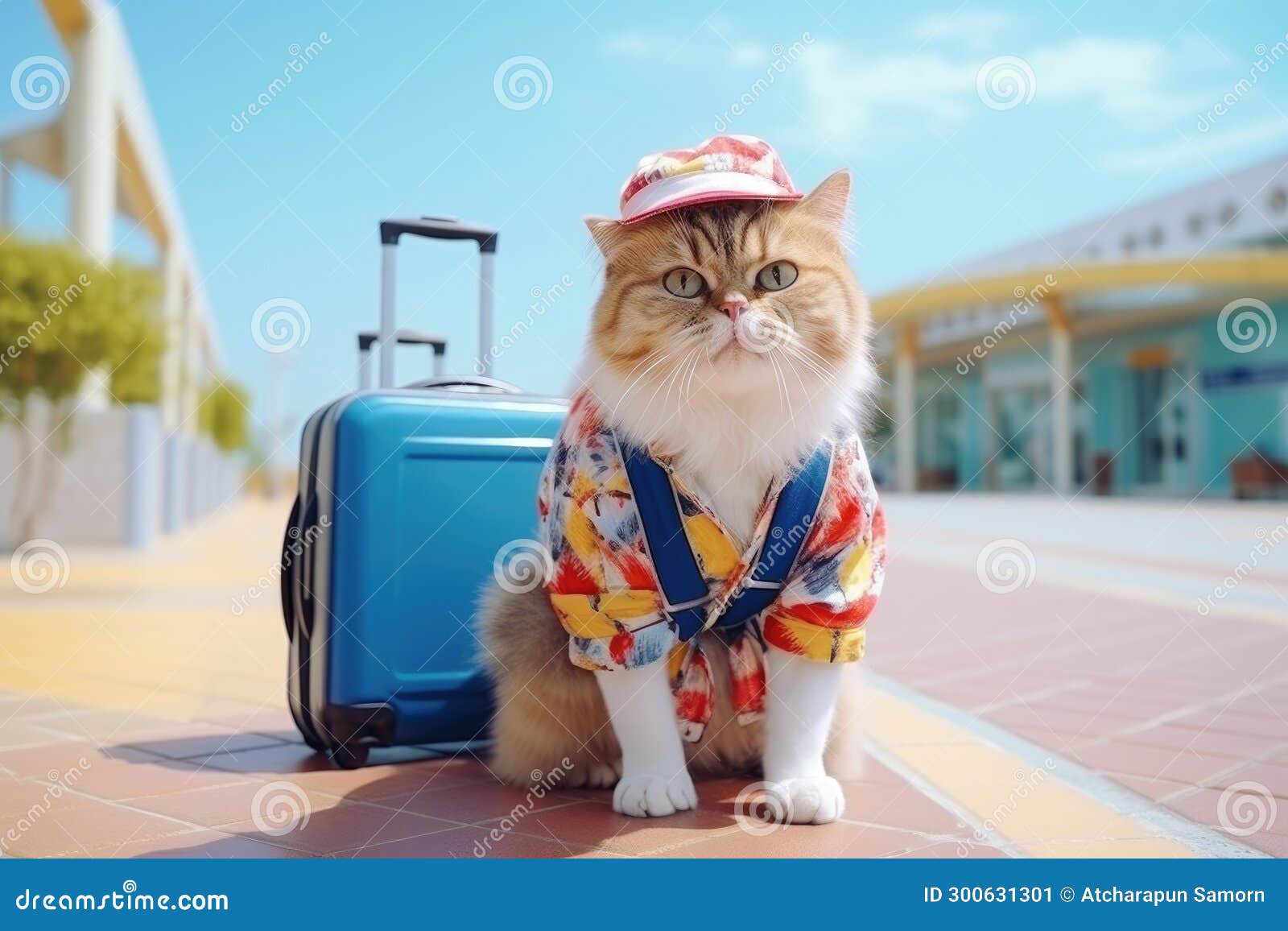 Funny Cat Going on Vacation, Cat Travel Concept, AI Generative Stock ...