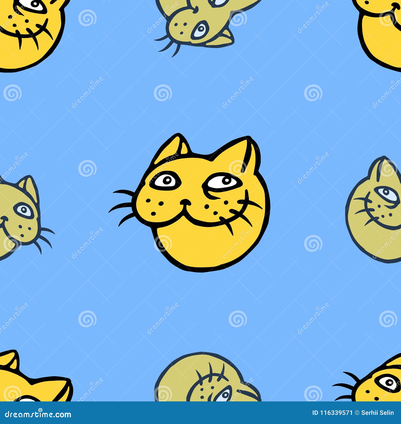 Funny Cat Head Pattern. Vector Illustration Stock Vector - Illustration ...