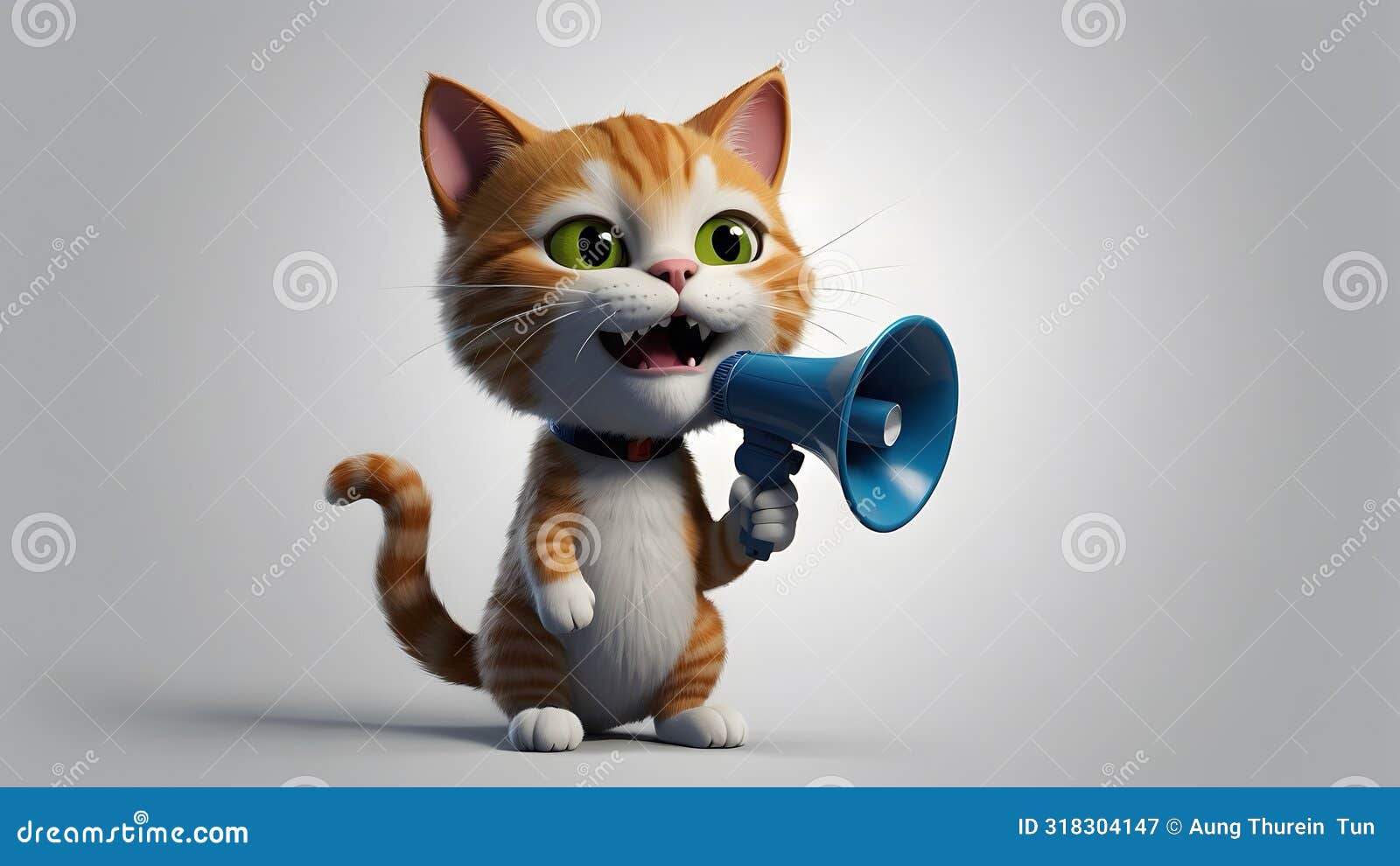 A Funny Cat Holding a Megaphone for Announcement Stock Image - Image of ...