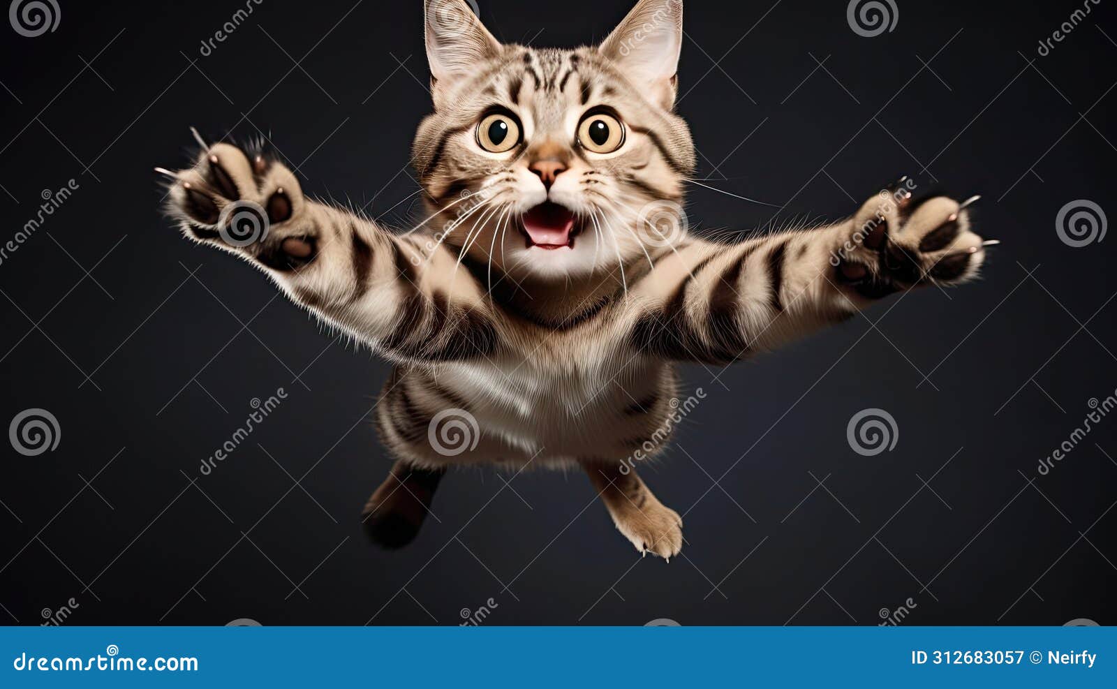 Funny cat jumping stock image. Image of staring, backgrounds - 312683057
