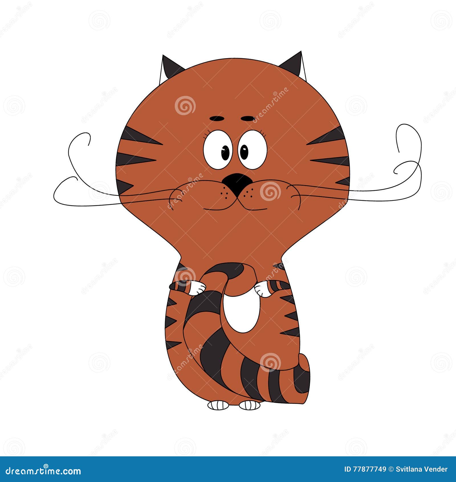 Funny cat with a long tail stock vector. Illustration of beautiful ...
